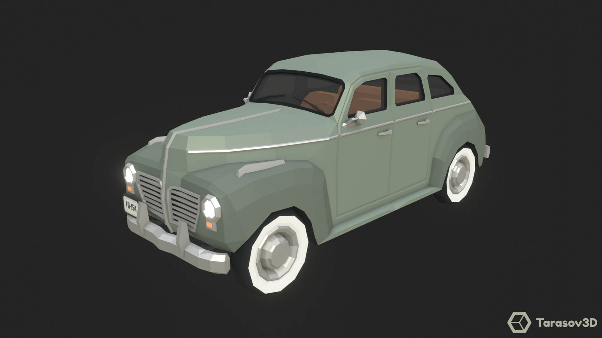 Retro Car Low Poly 3D Model by Tarasov3D
