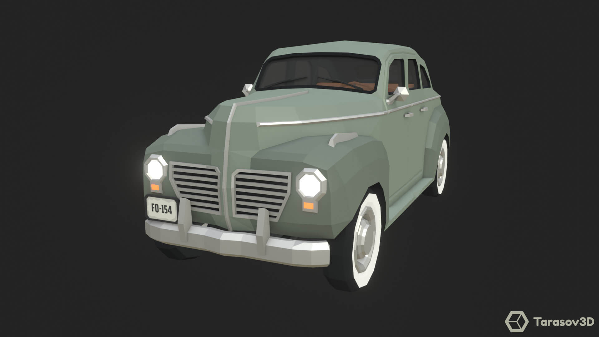 Retro Car Low Poly 3D Model by Tarasov3D