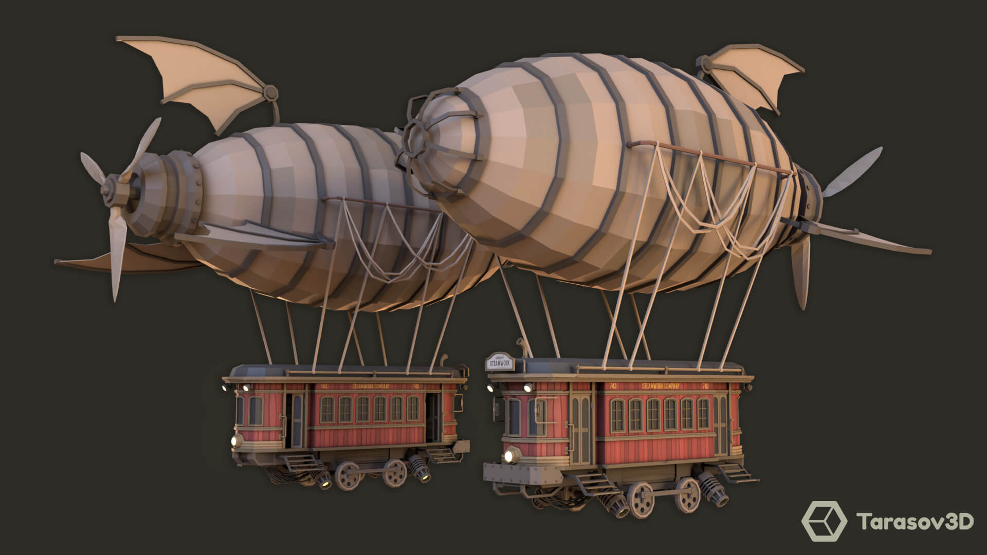 Steampunk Vehicles Low Poly Pack - 3D Model by Tarasov3D