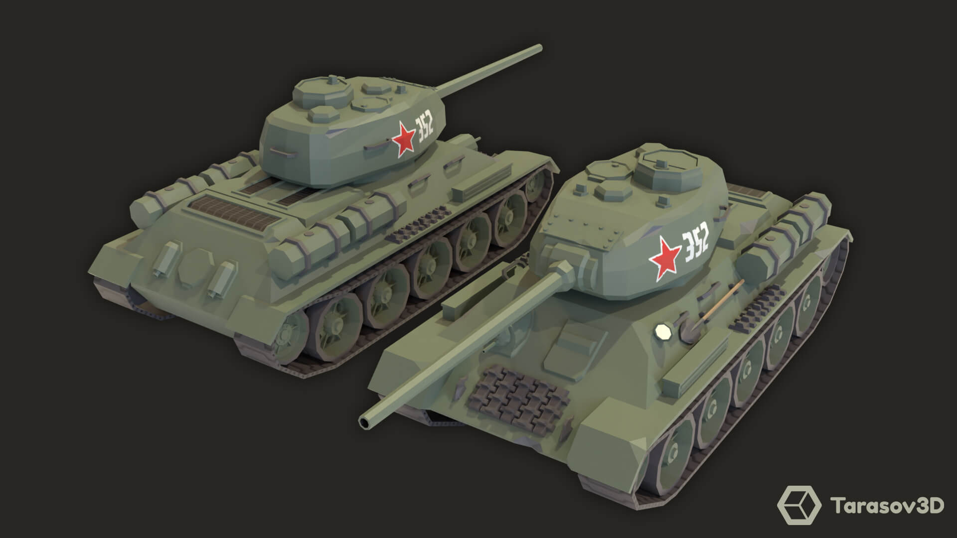 Tanks USSR WWII Low Poly Pack - 3D Model by Tarasov3D