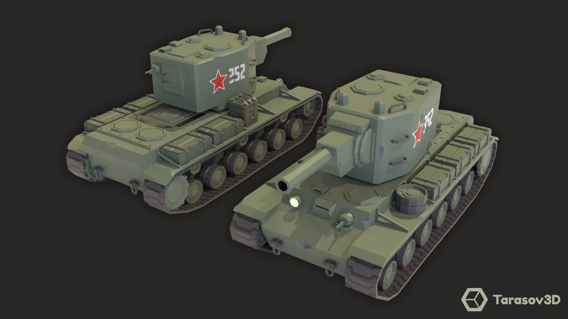 Tanks USSR WWII Low Poly Pack - 3D Model by Tarasov3D