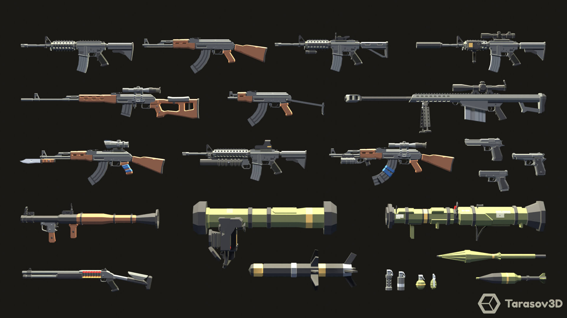 Weapons Low Poly Pack - 3D Model by Tarasov3D
