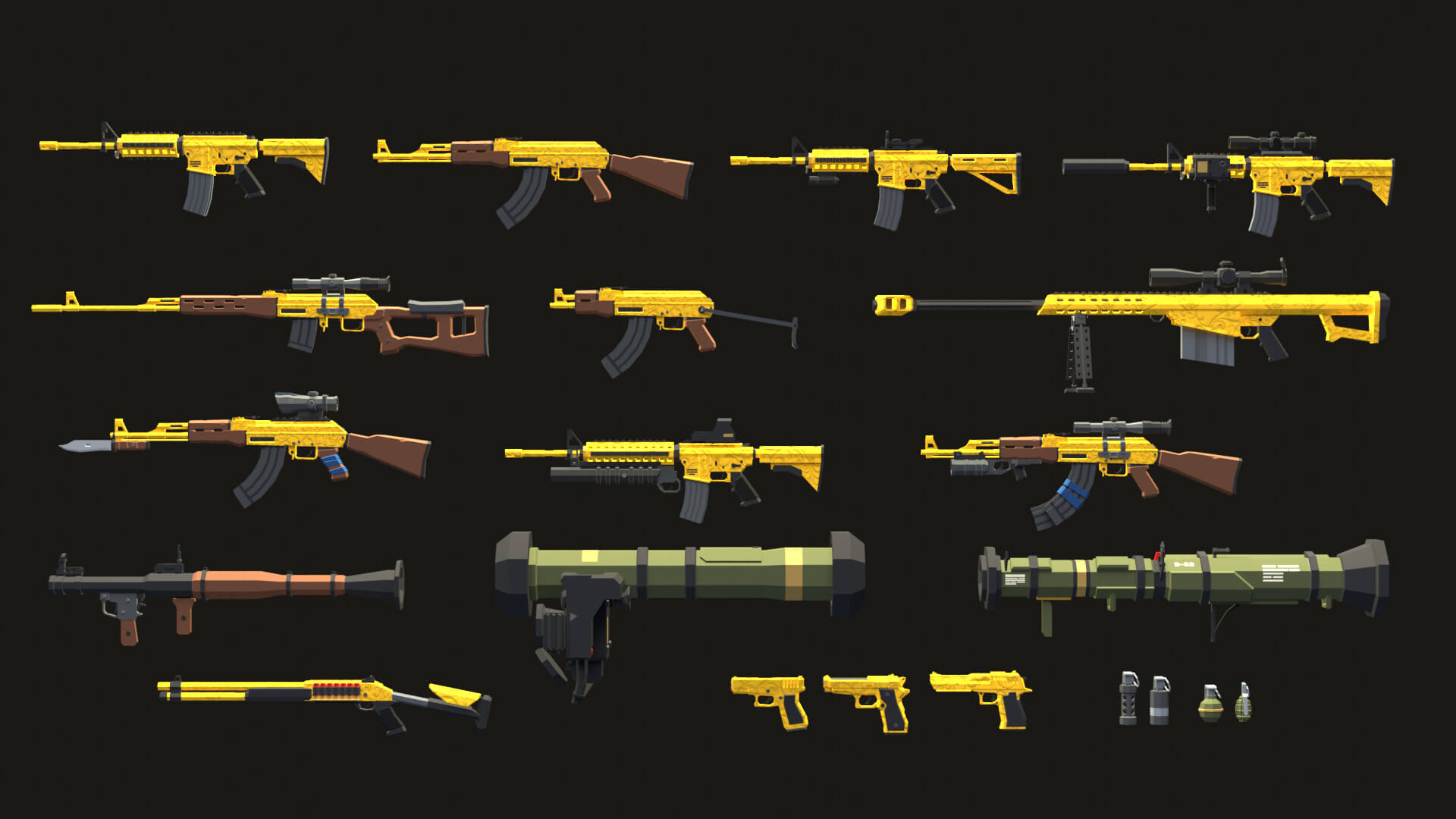 Weapons Low Poly Pack - 3D Model by Tarasov3D