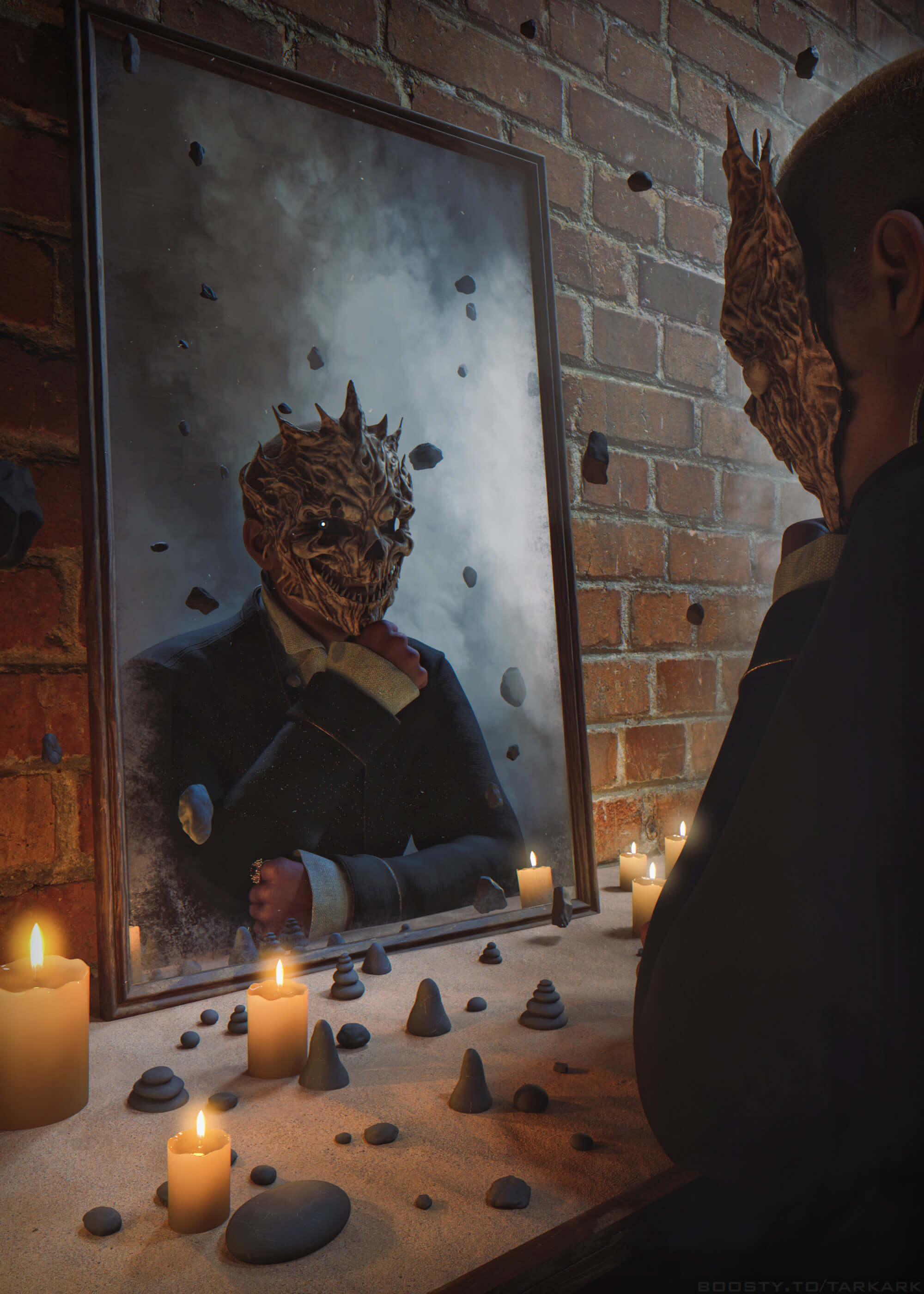 Demonic Mask 3D Render, Digital Art by Tark_Ark