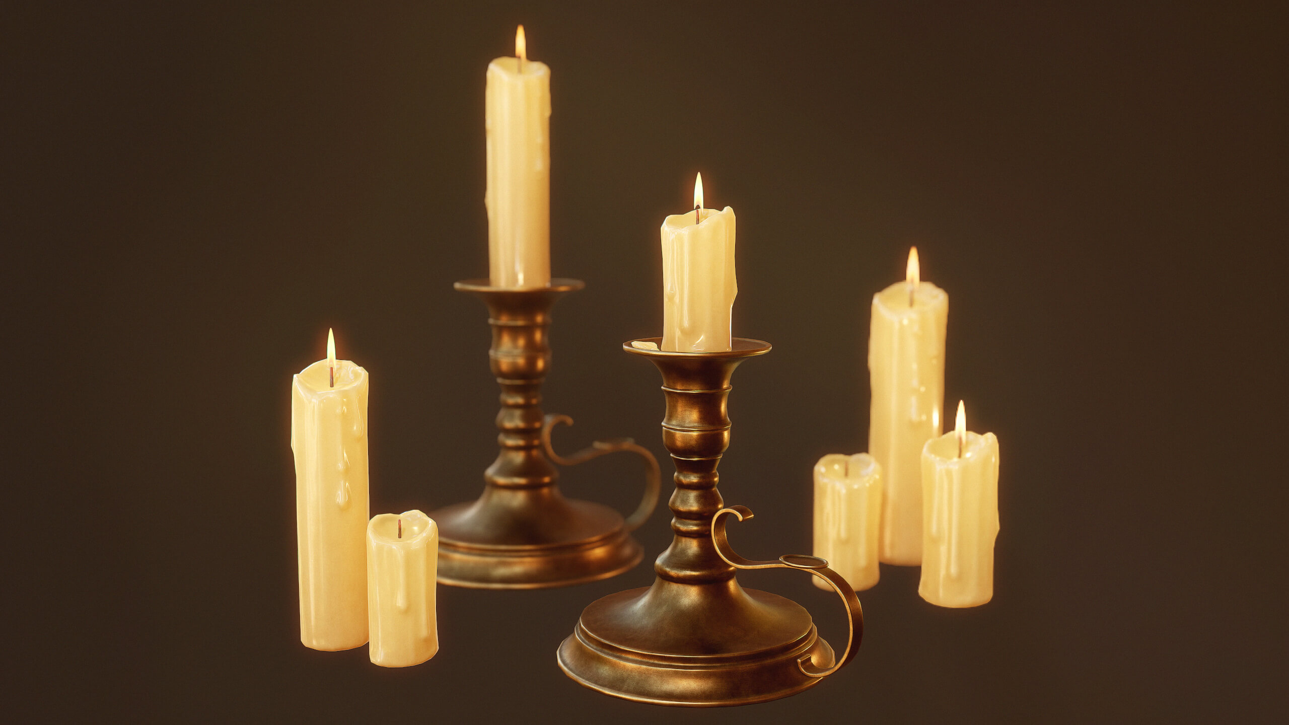 Candles Candlestick - 3D Model by Tatiana Gladkaya