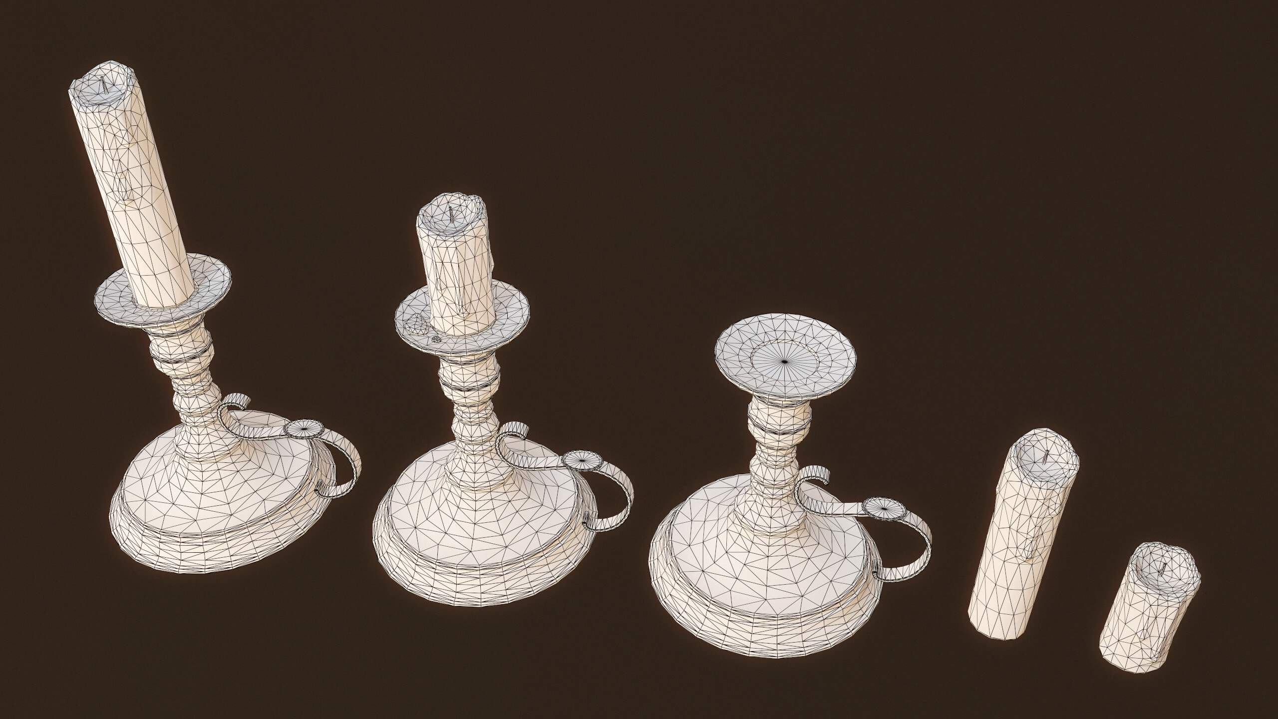 Candles Candlestick - 3D Model by Tatiana Gladkaya