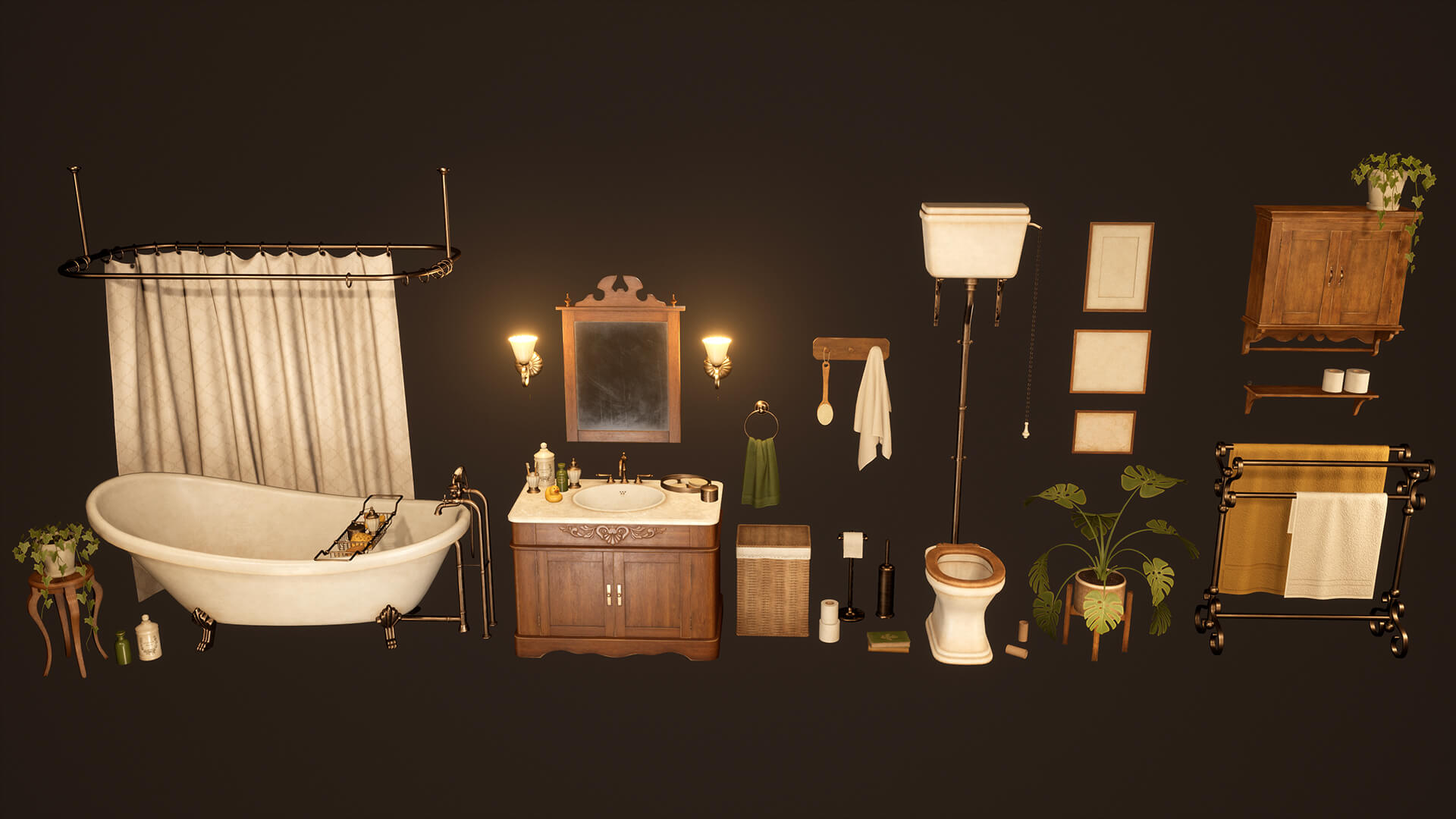 Victorian Bathroom Props Pack - 3D Model by Tatiana Gladkaya