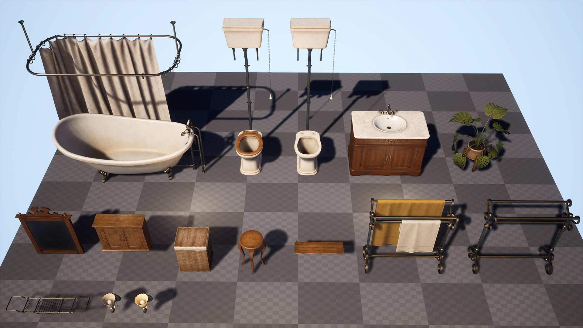 Victorian Bathroom Props Pack - 3D Model by Tatiana Gladkaya