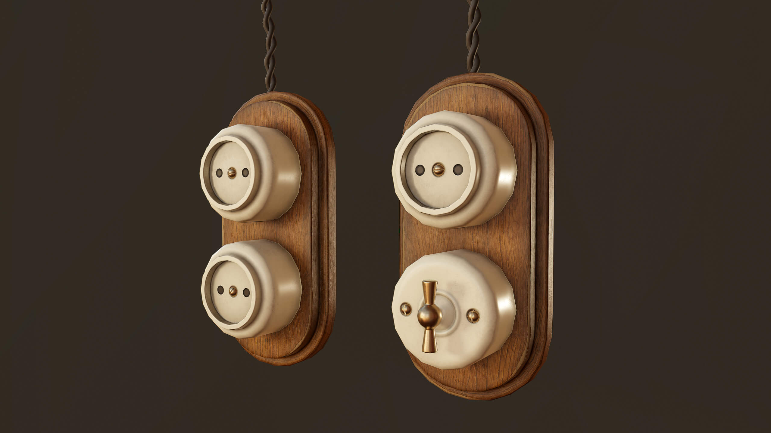 Vintage Light Sockets and Switches - 3D Model by Tatiana Gladkaya
