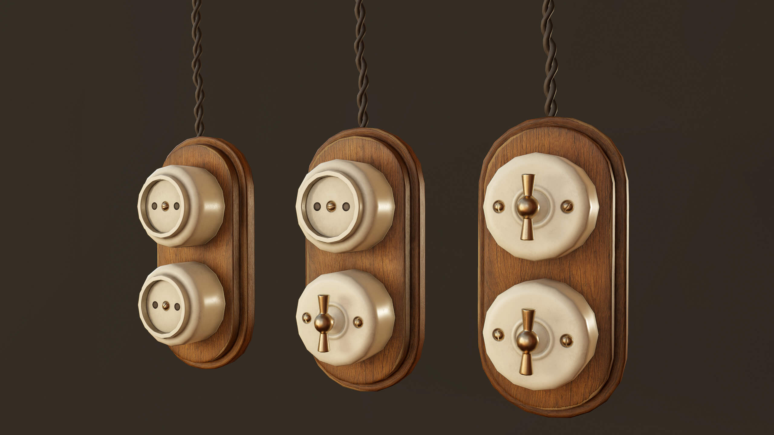 Vintage Light Sockets and Switches - 3D Model by Tatiana Gladkaya