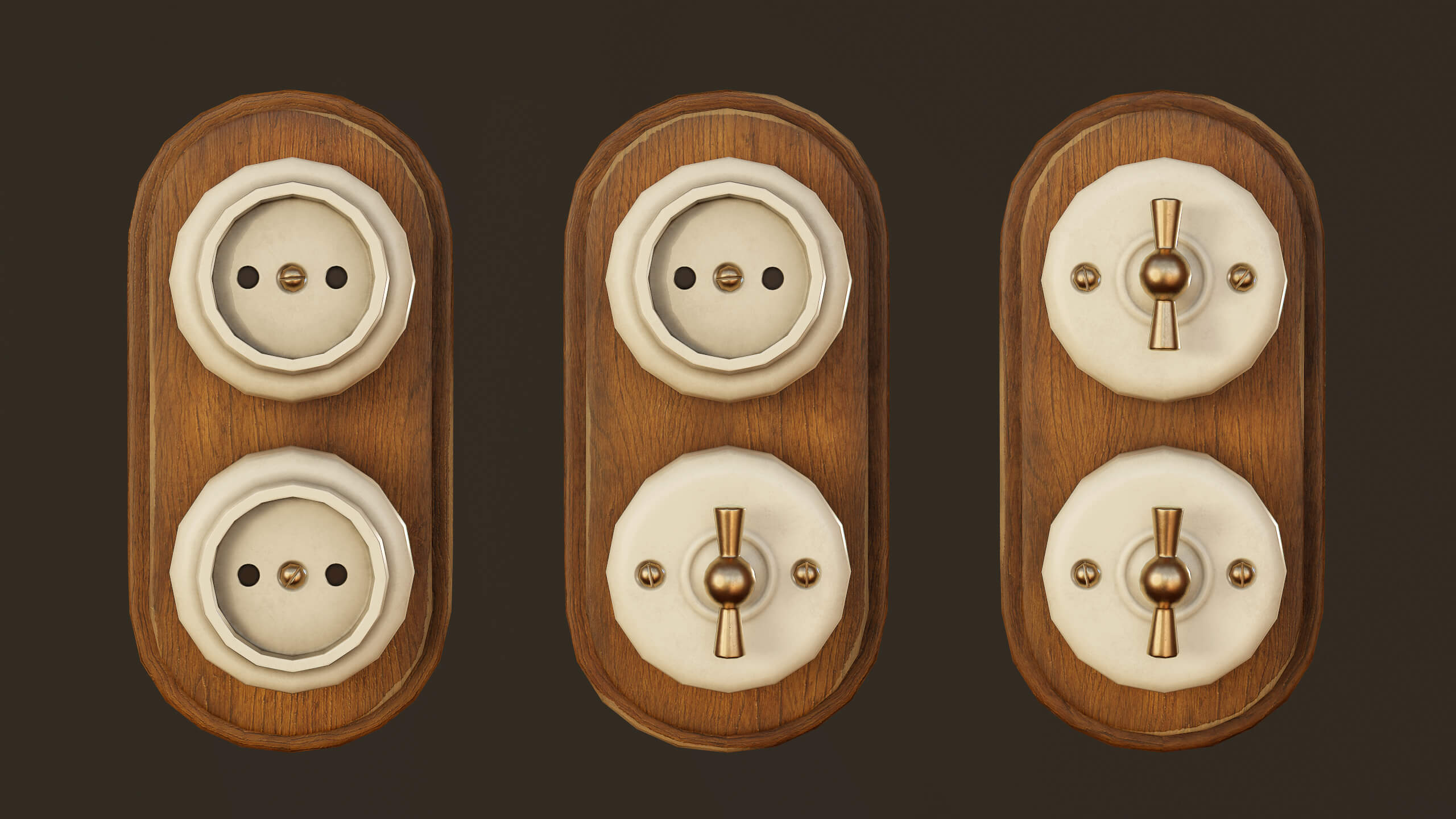 Vintage Light Sockets and Switches - 3D Model by Tatiana Gladkaya