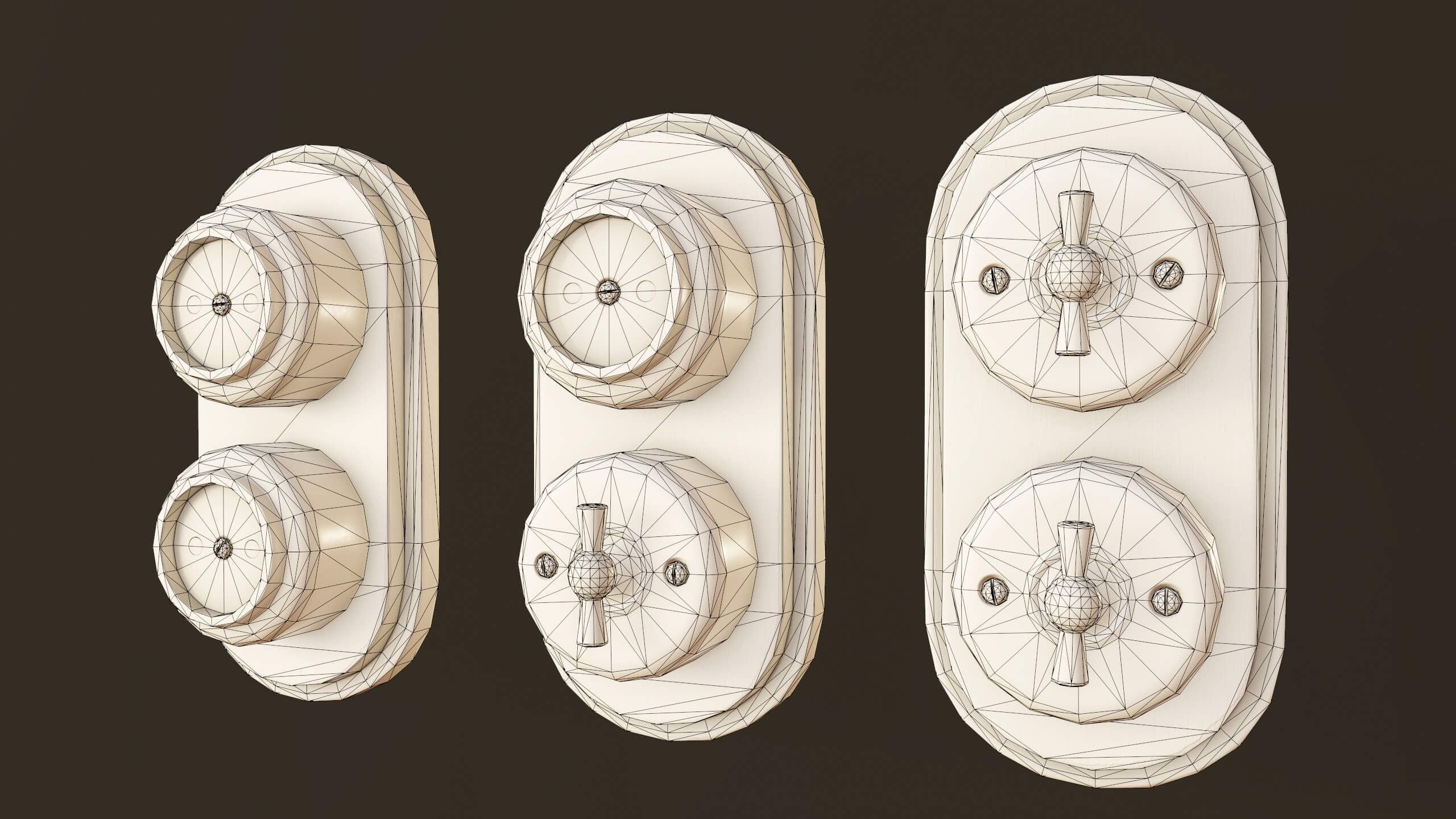 Vintage Light Sockets and Switches - 3D Model by Tatiana Gladkaya