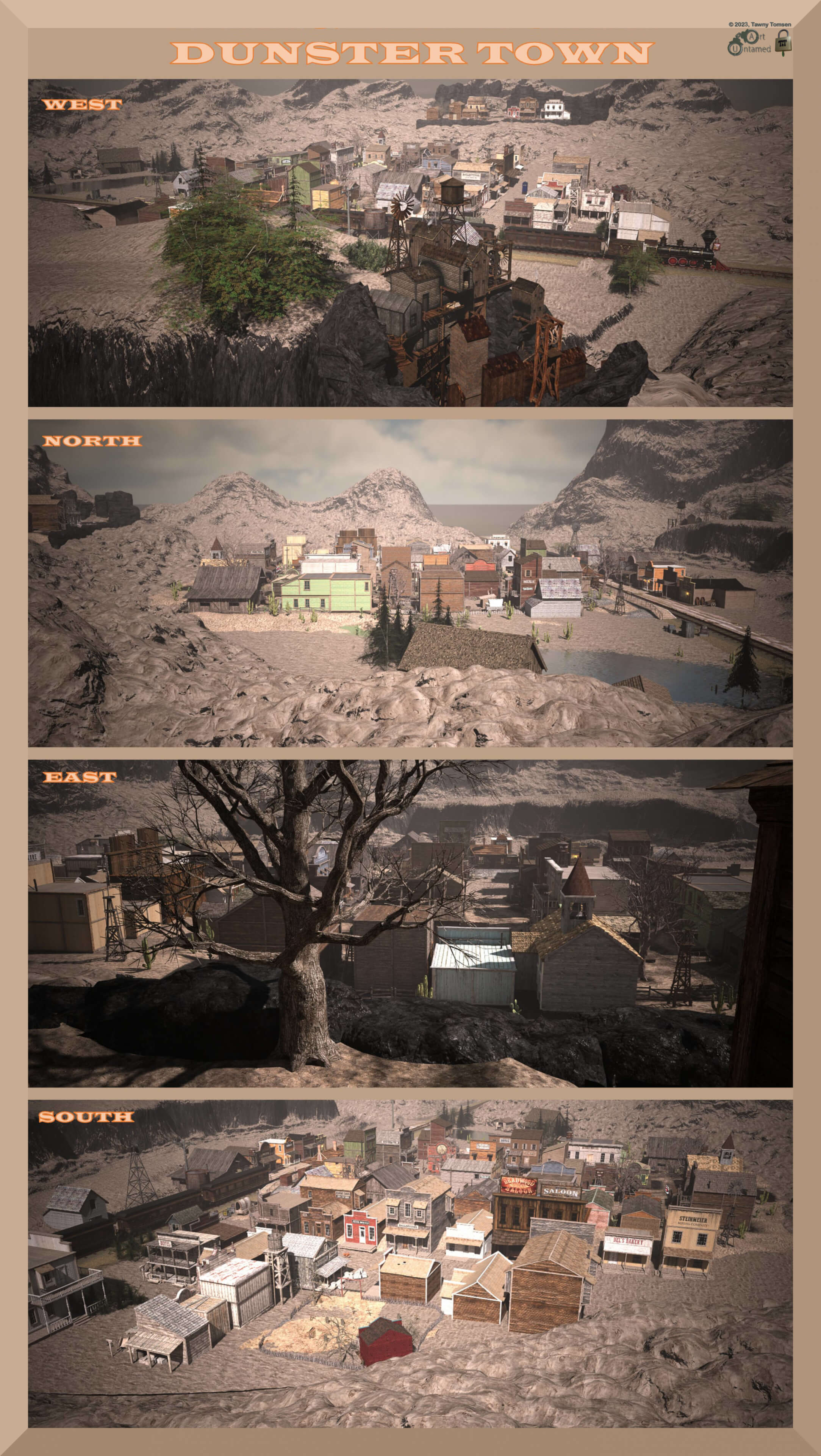 Dunster Town 3D Render, Digital Art by TawnyT