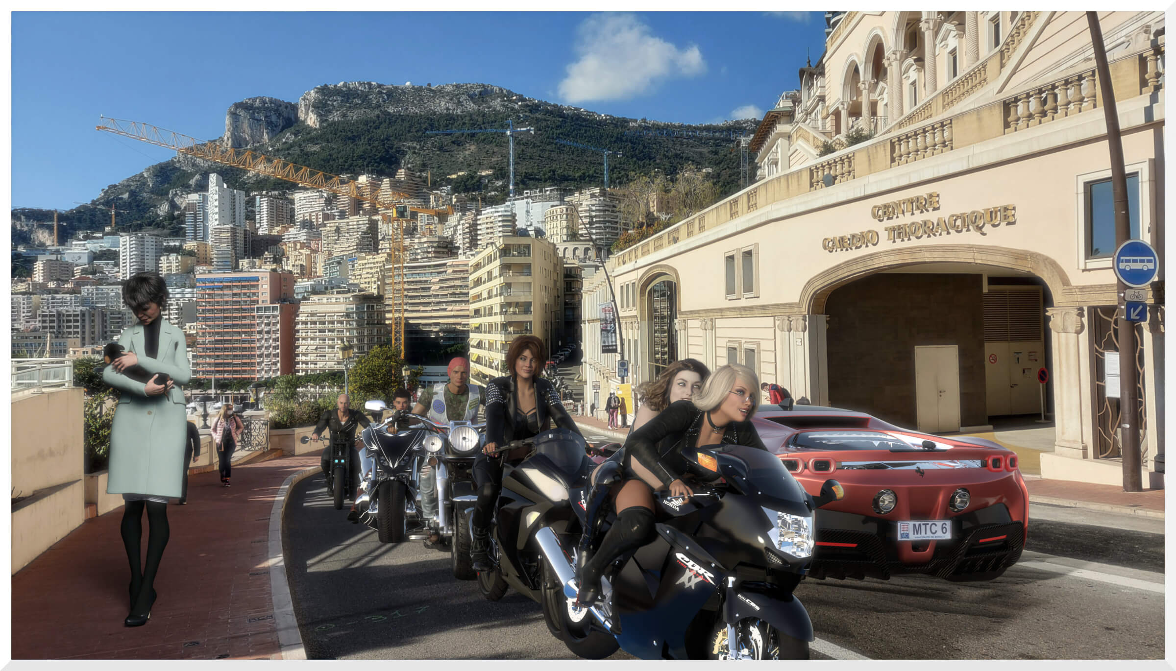 Ride through Monaco by motorcycle 3D Render by TawnyT