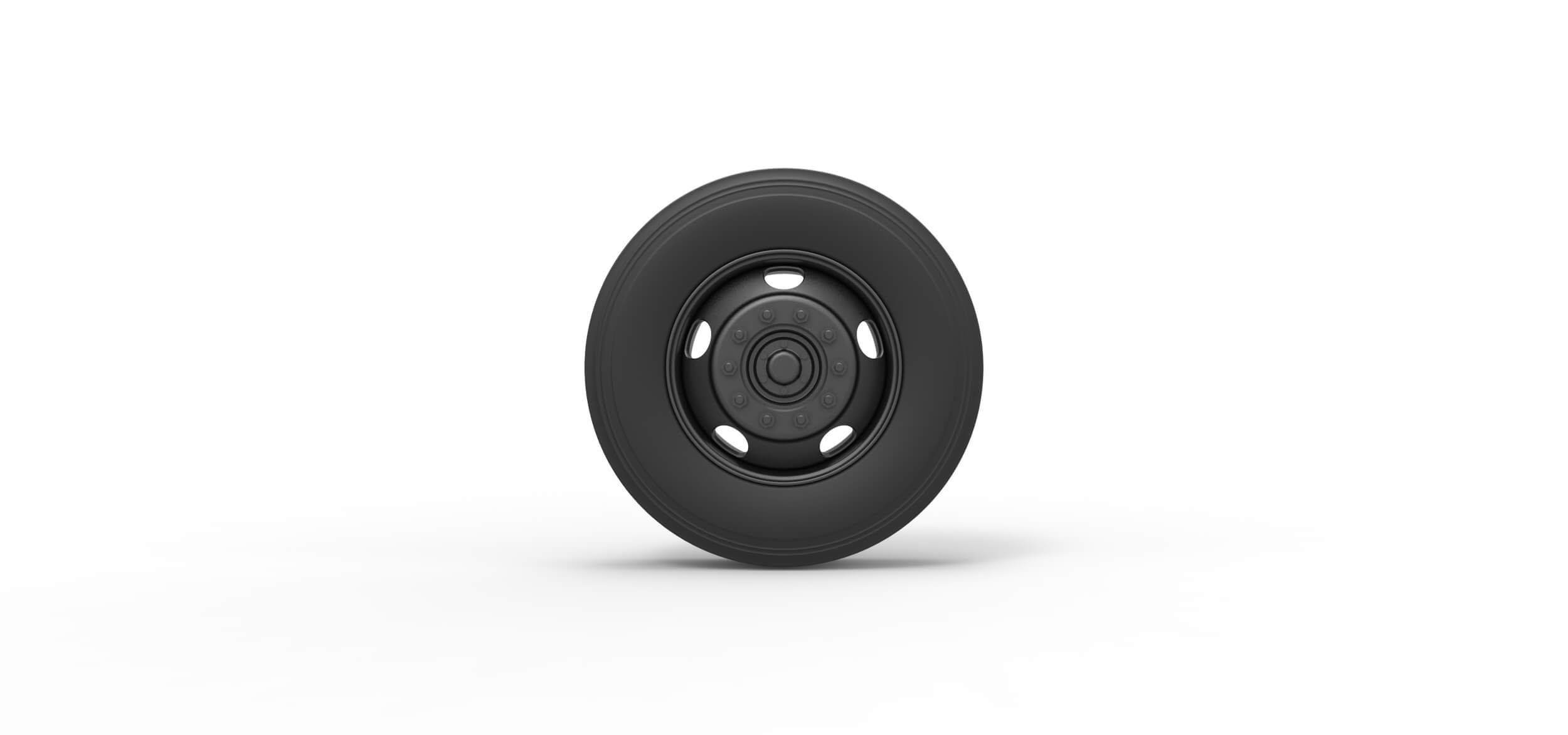 5 Hole Front Wheel of Vintage School Bus 1:25 - 3D Model by TechItemsRock