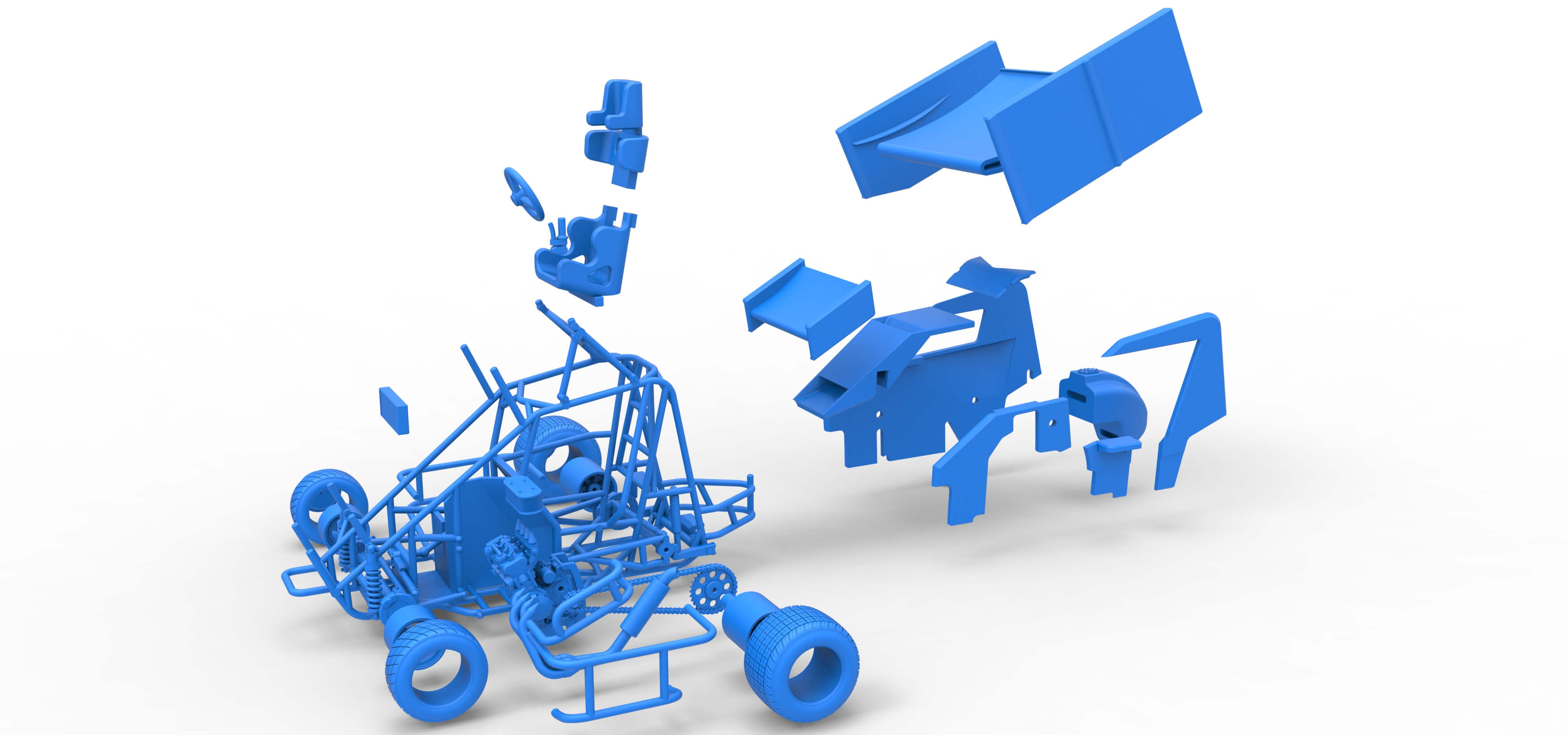 Winged 600 Micro Sprint Car Scale 1:25 - 3D Model by TechItemsRock