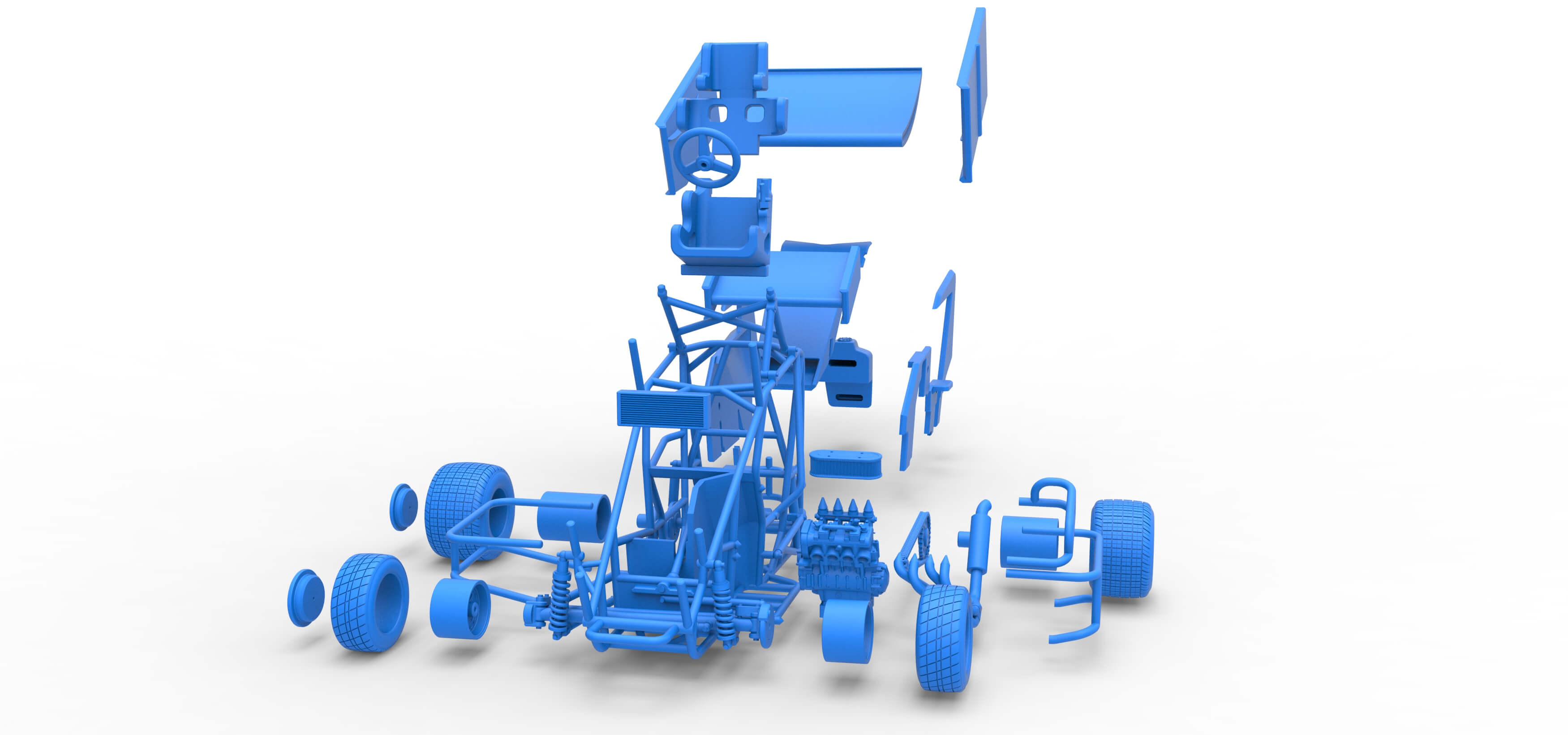 Winged 600 Micro Sprint Car Scale 1:25 - 3D Model by TechItemsRock