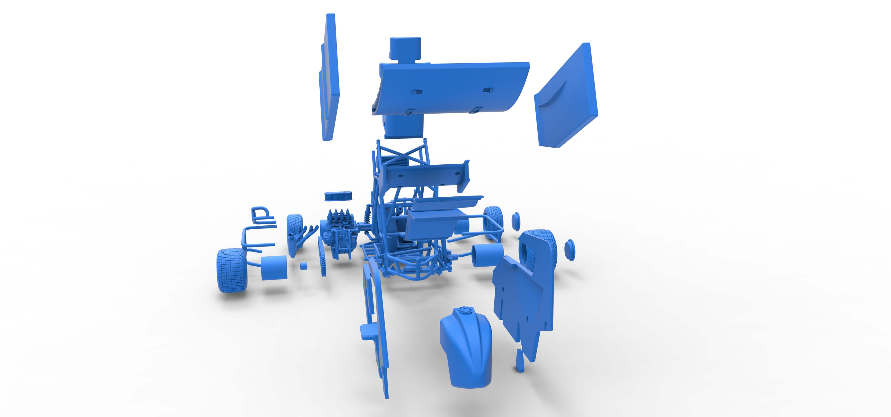 Winged 600 Micro Sprint Car Scale 1:25 - 3D Model by TechItemsRock