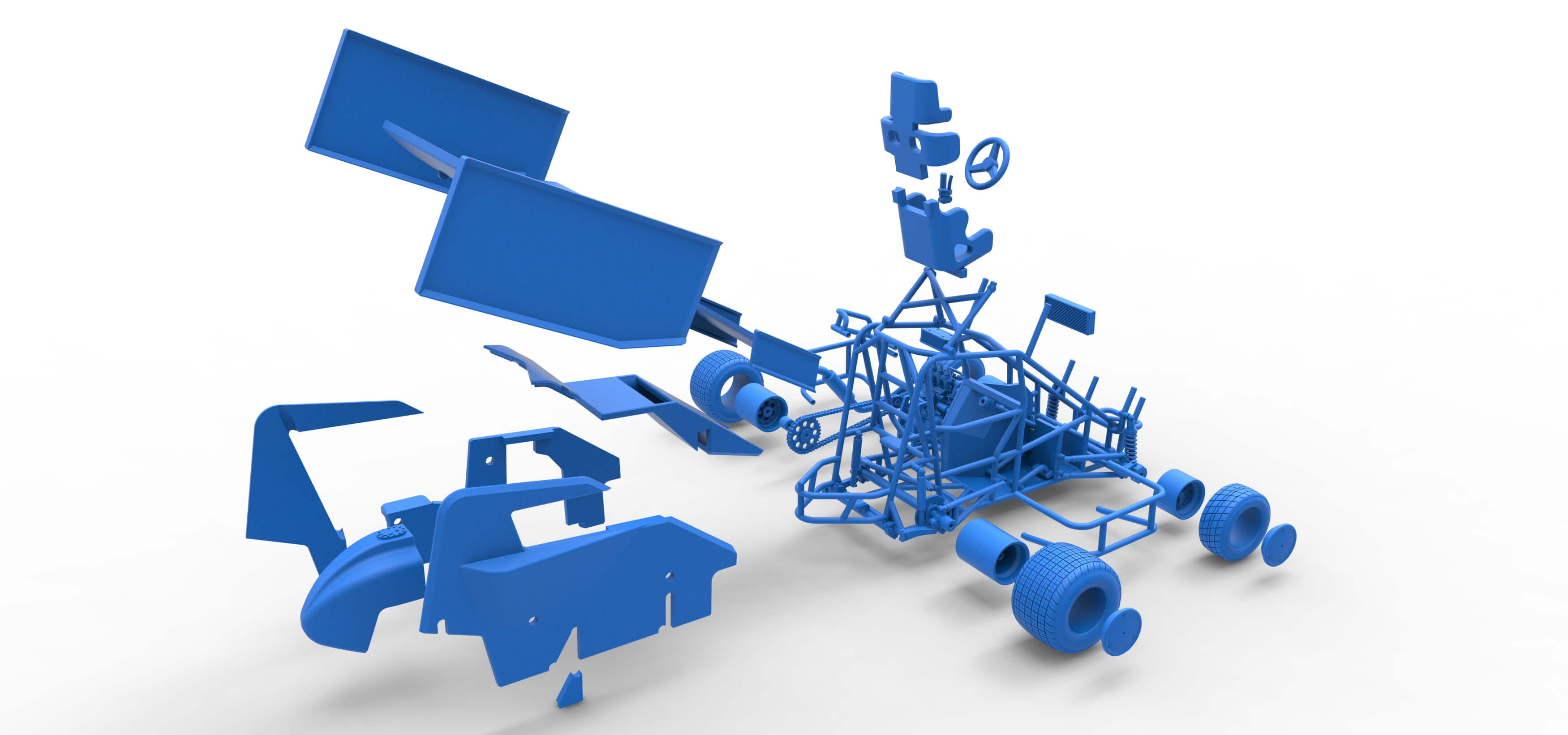 Winged 600 Micro Sprint Car Scale 1:25 - 3D Model by TechItemsRock