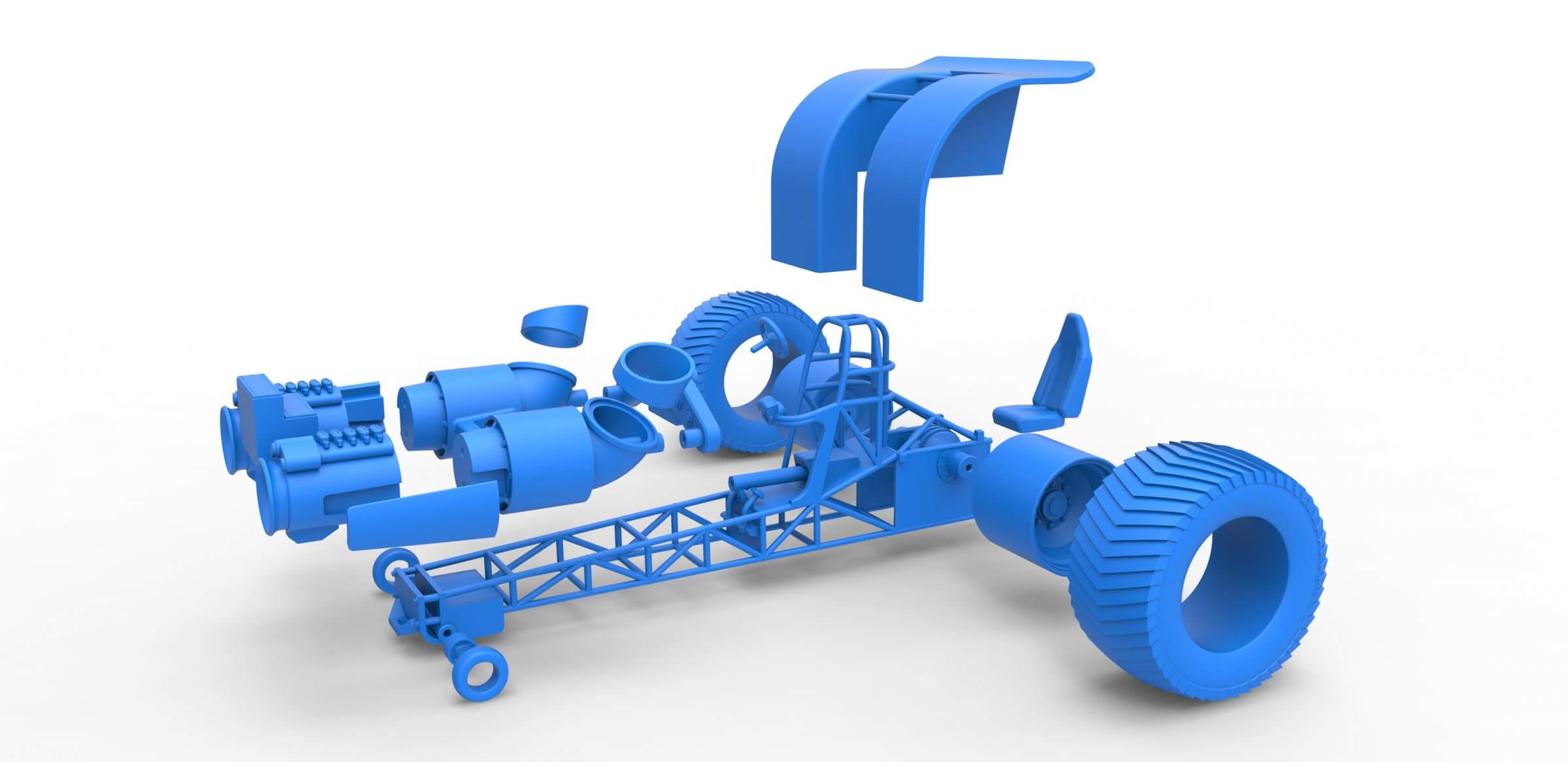 Pulling Tractor with 2 Jet Engines 1:25 - 3D Model by TechItemsRock