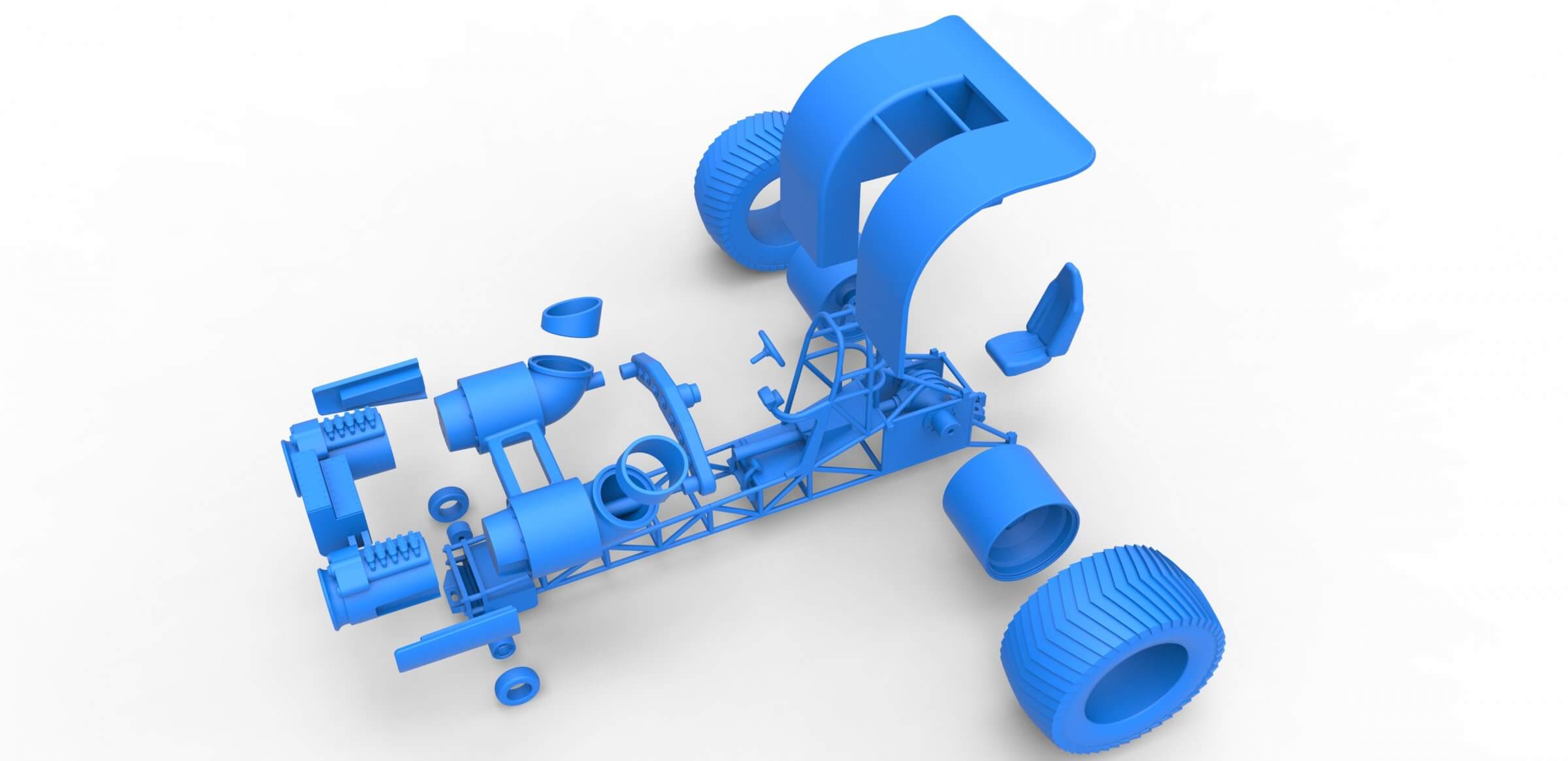 Pulling Tractor with 2 Jet Engines 1:25 - 3D Model by TechItemsRock