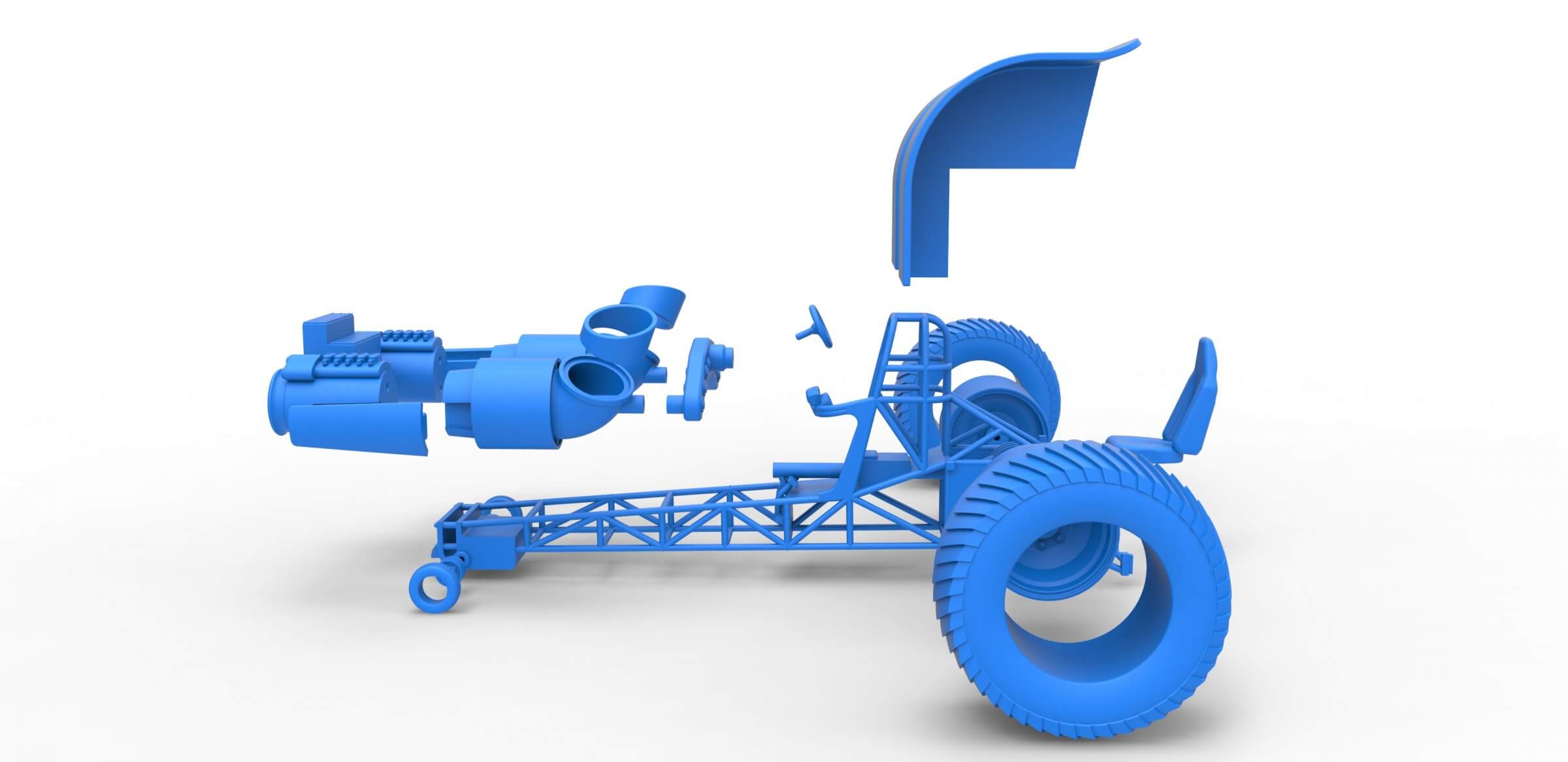 Pulling Tractor with 2 Jet Engines 1:25 - 3D Model by TechItemsRock