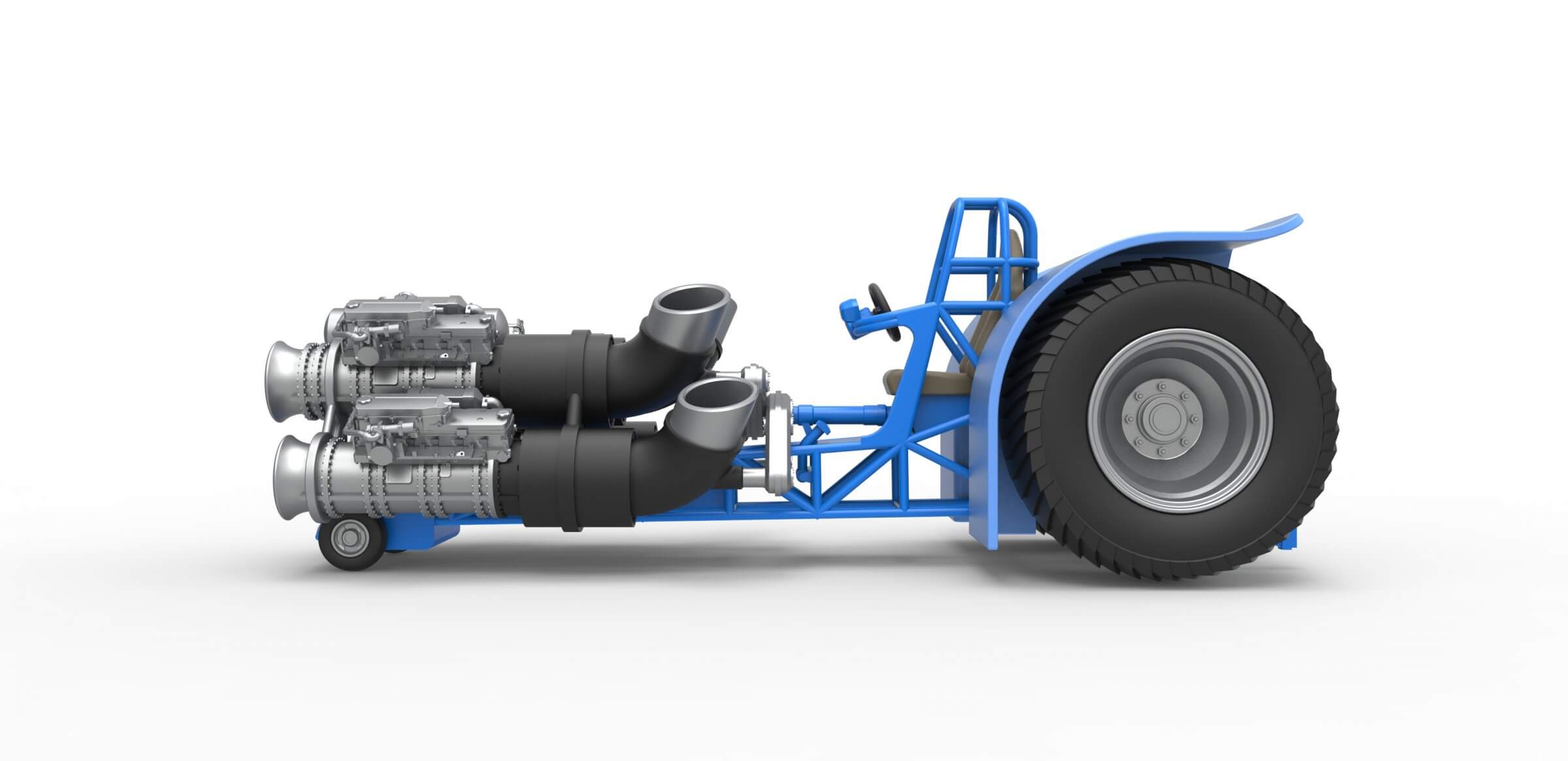 Pulling Tractor with 4 Jet Engines 1:25 - 3D Model by TechItemsRock