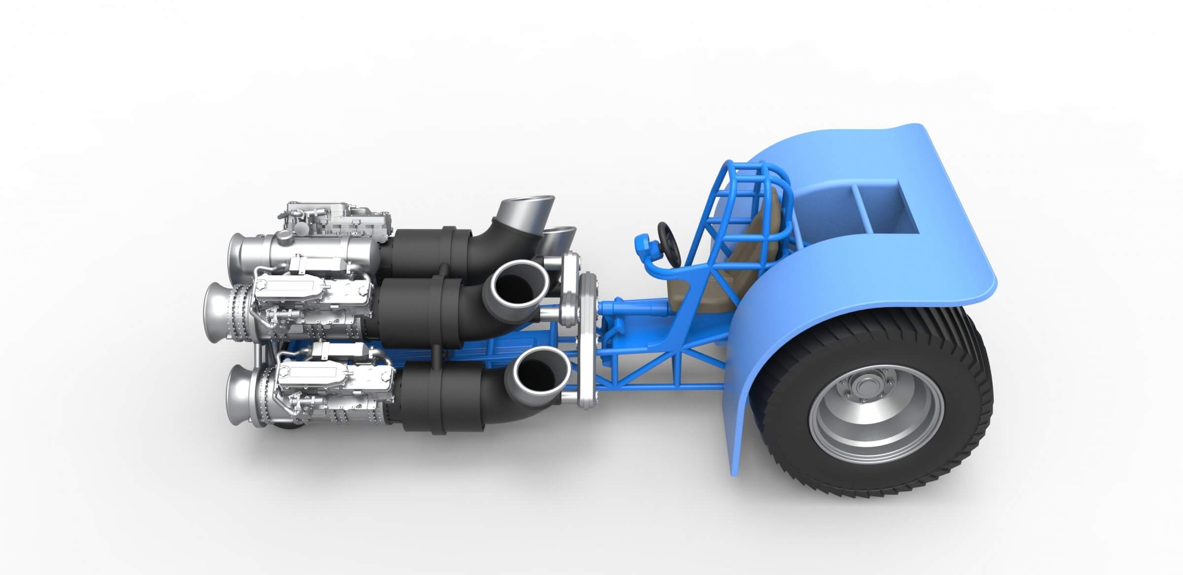 Pulling Tractor with 4 Jet Engines 1:25 - 3D Model by TechItemsRock