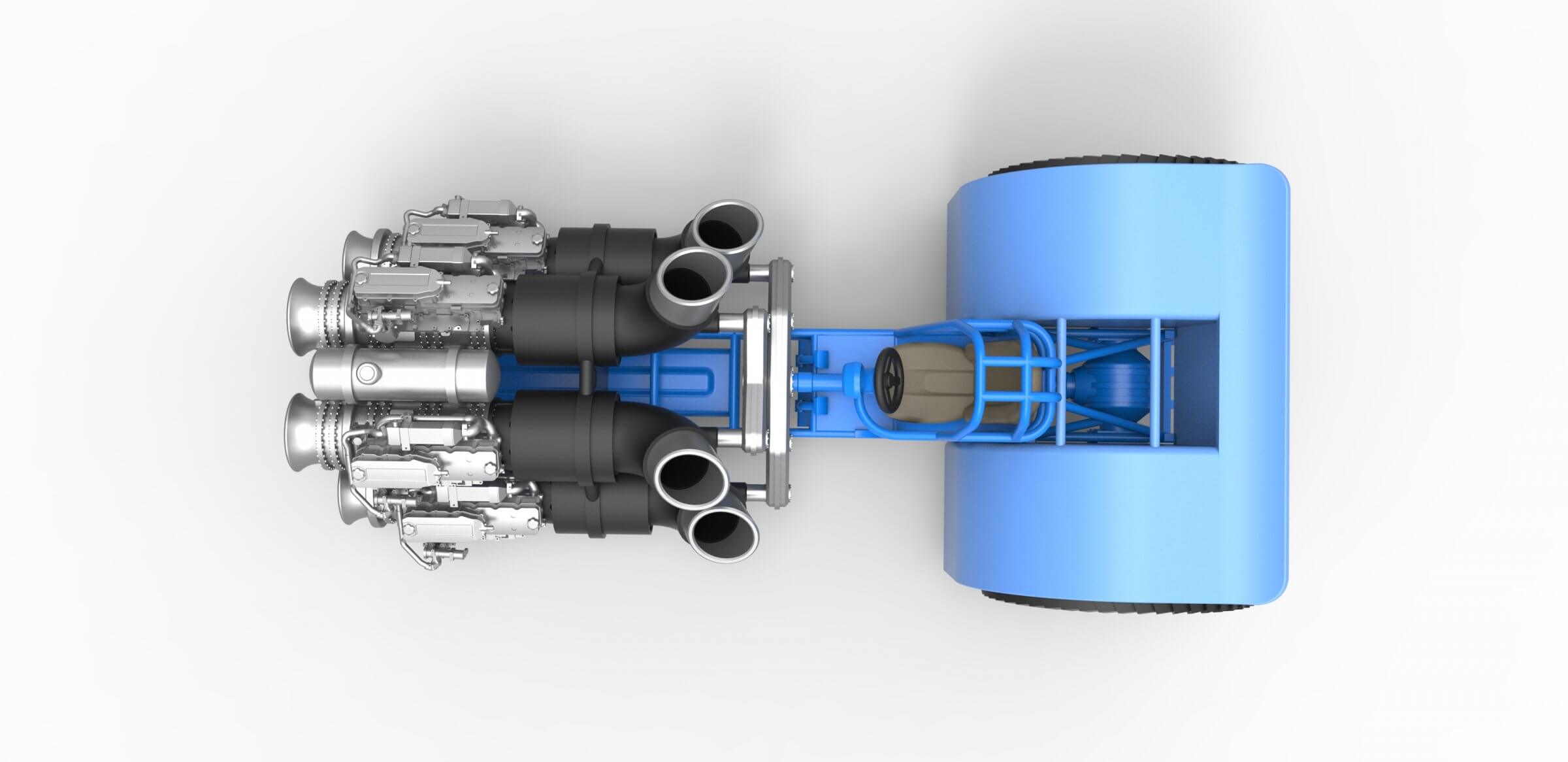 Pulling Tractor with 4 Jet Engines 1:25 - 3D Model by TechItemsRock