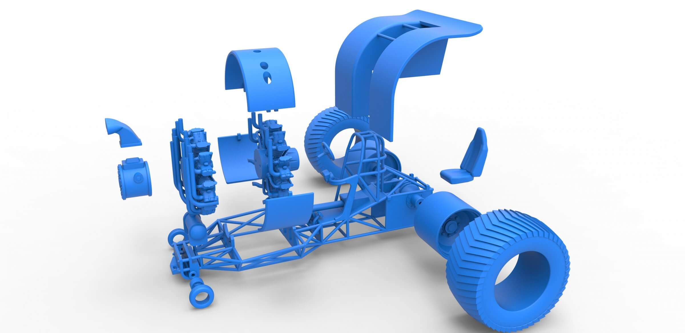 Pulling Tractor with Radial Engine 1:25 - 3D Model by TechItemsRock