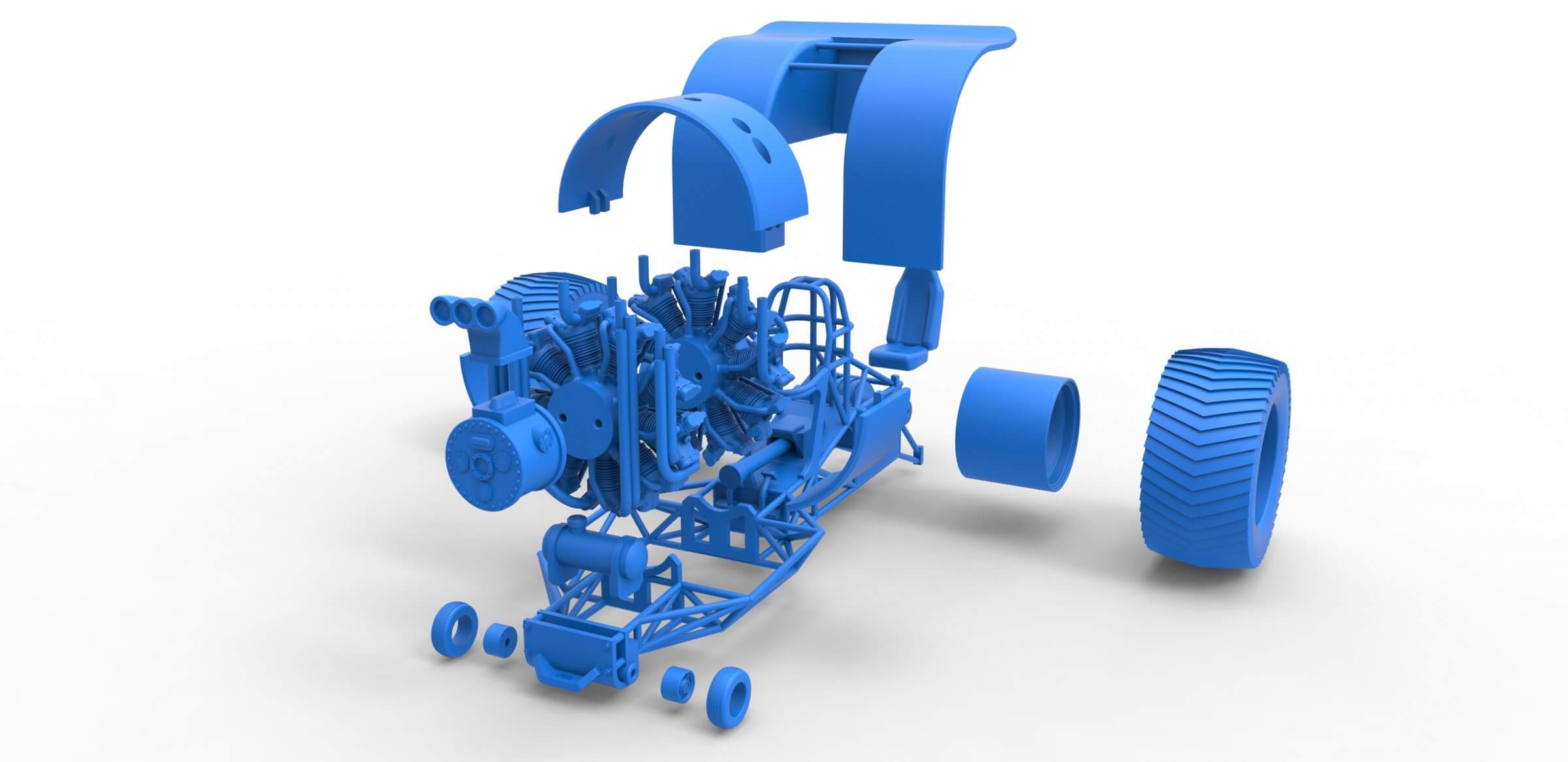 Pulling Tractor with Radial Engine 1:25 - 3D Model by TechItemsRock