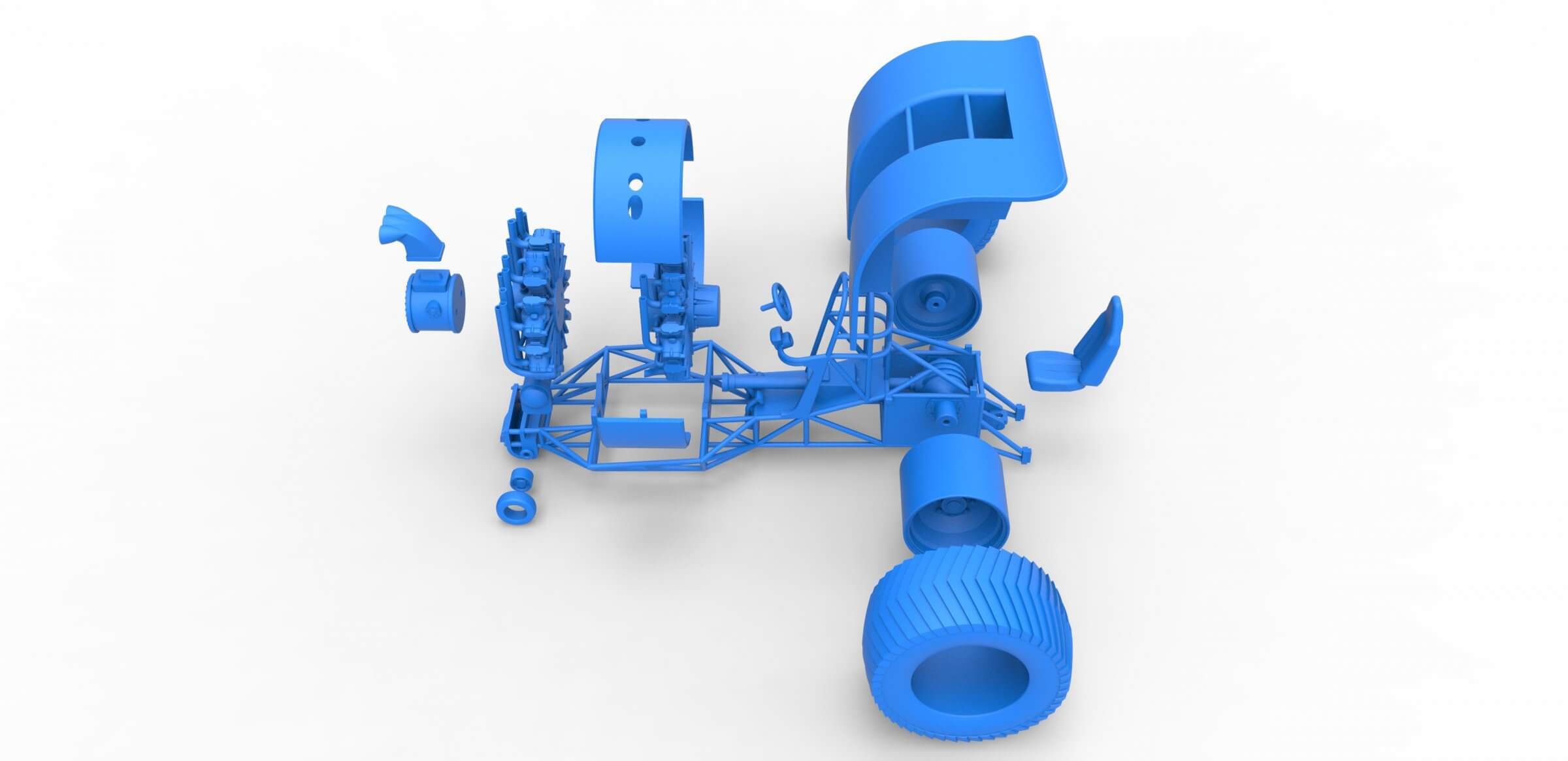 Pulling Tractor with Radial Engine 1:25 - 3D Model by TechItemsRock