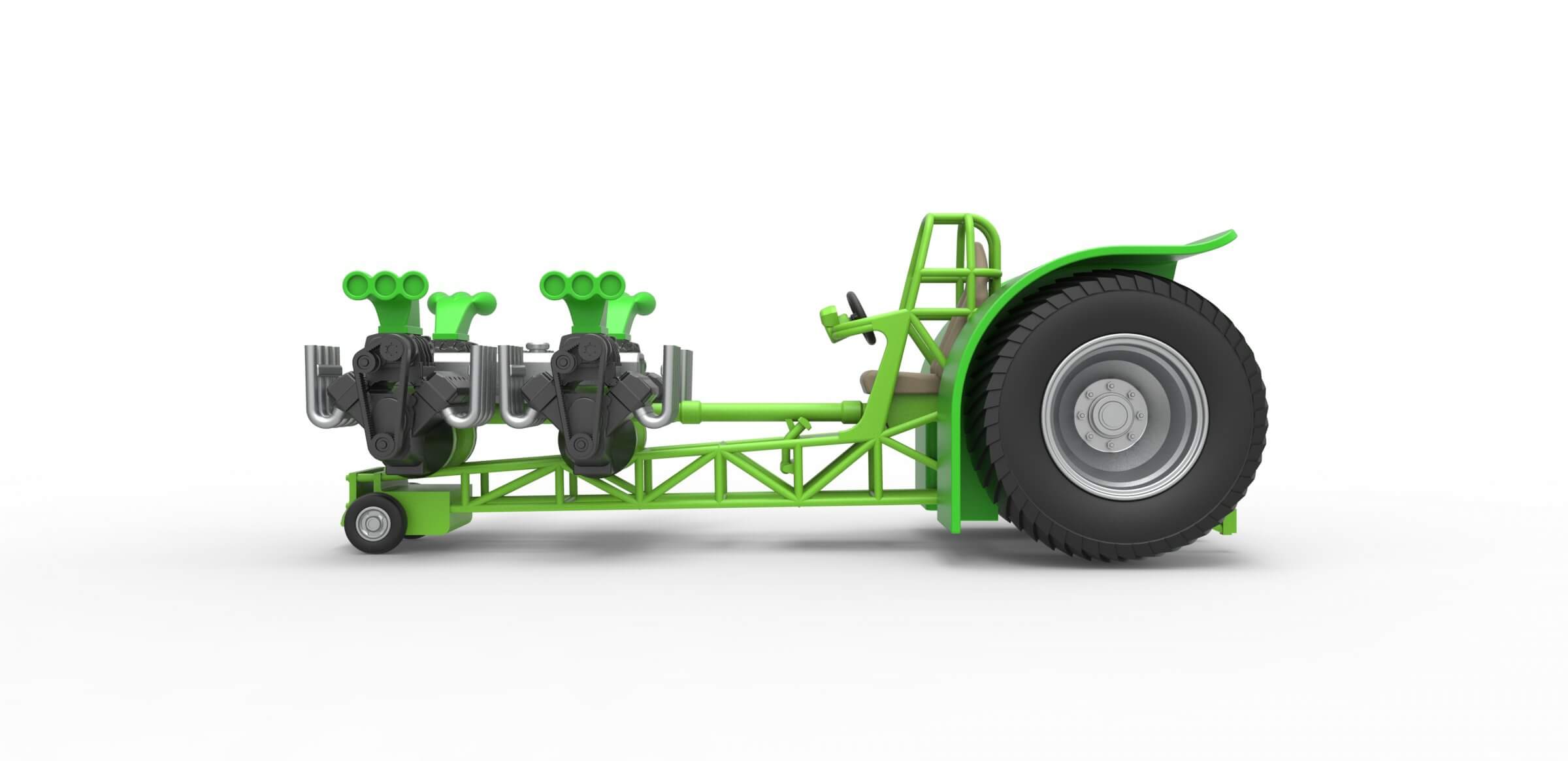 Pulling Tractor with Transverse V8 Engines 1:25 - 3D Model by TechItemsRock