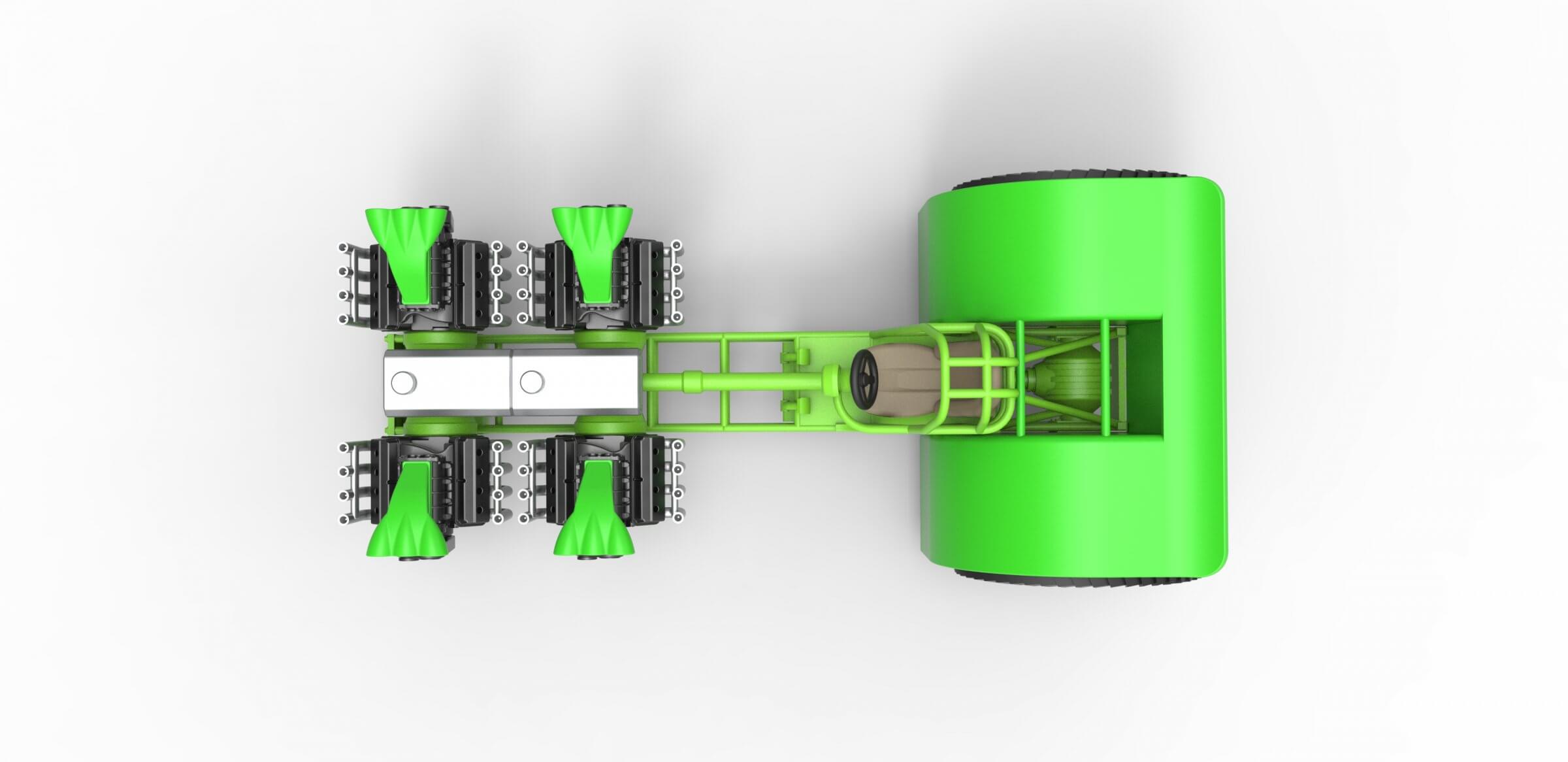Pulling Tractor with Transverse V8 Engines 1:25 - 3D Model by TechItemsRock