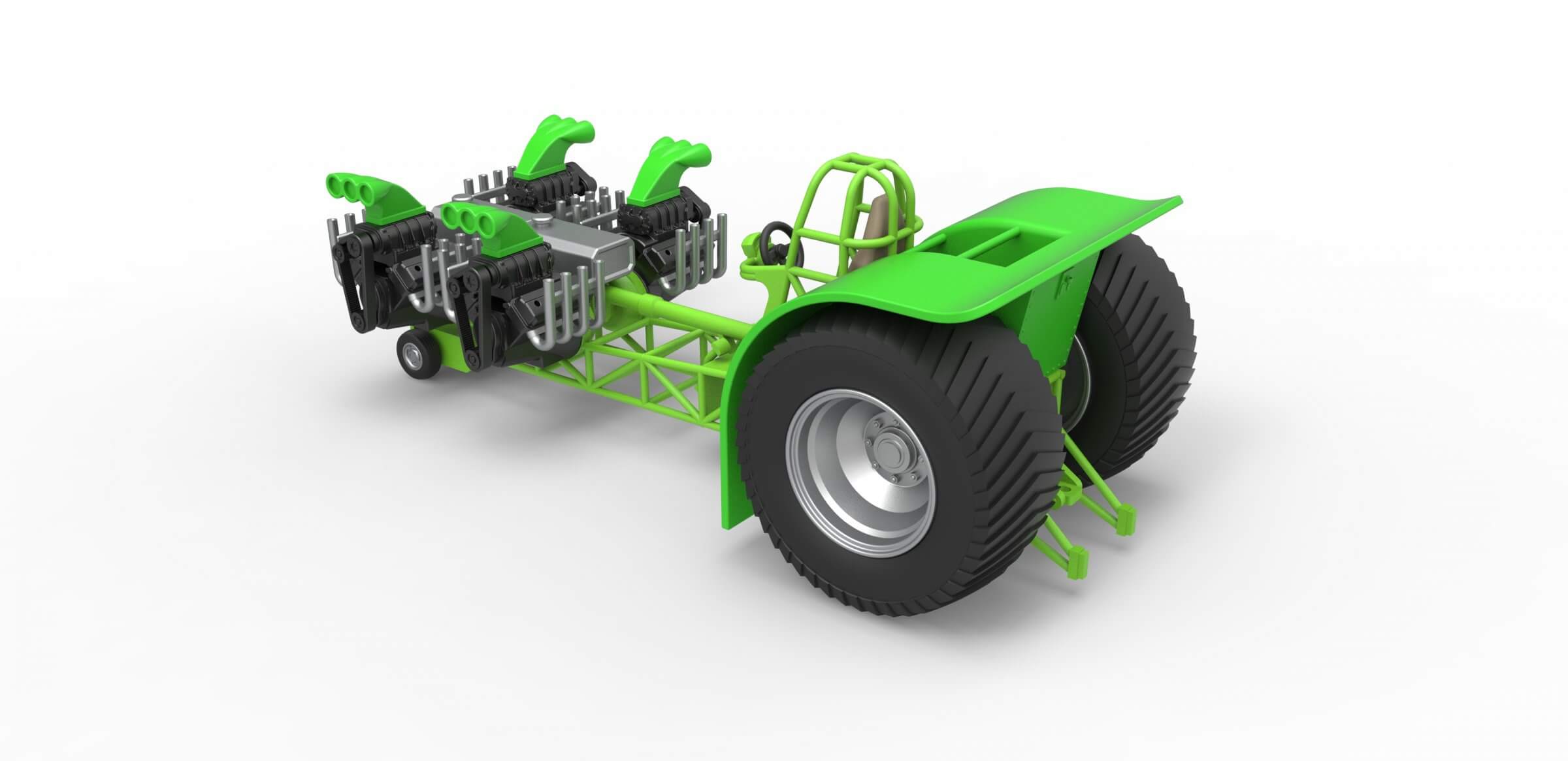 Pulling Tractor with Transverse V8 Engines 1:25 - 3D Model by TechItemsRock