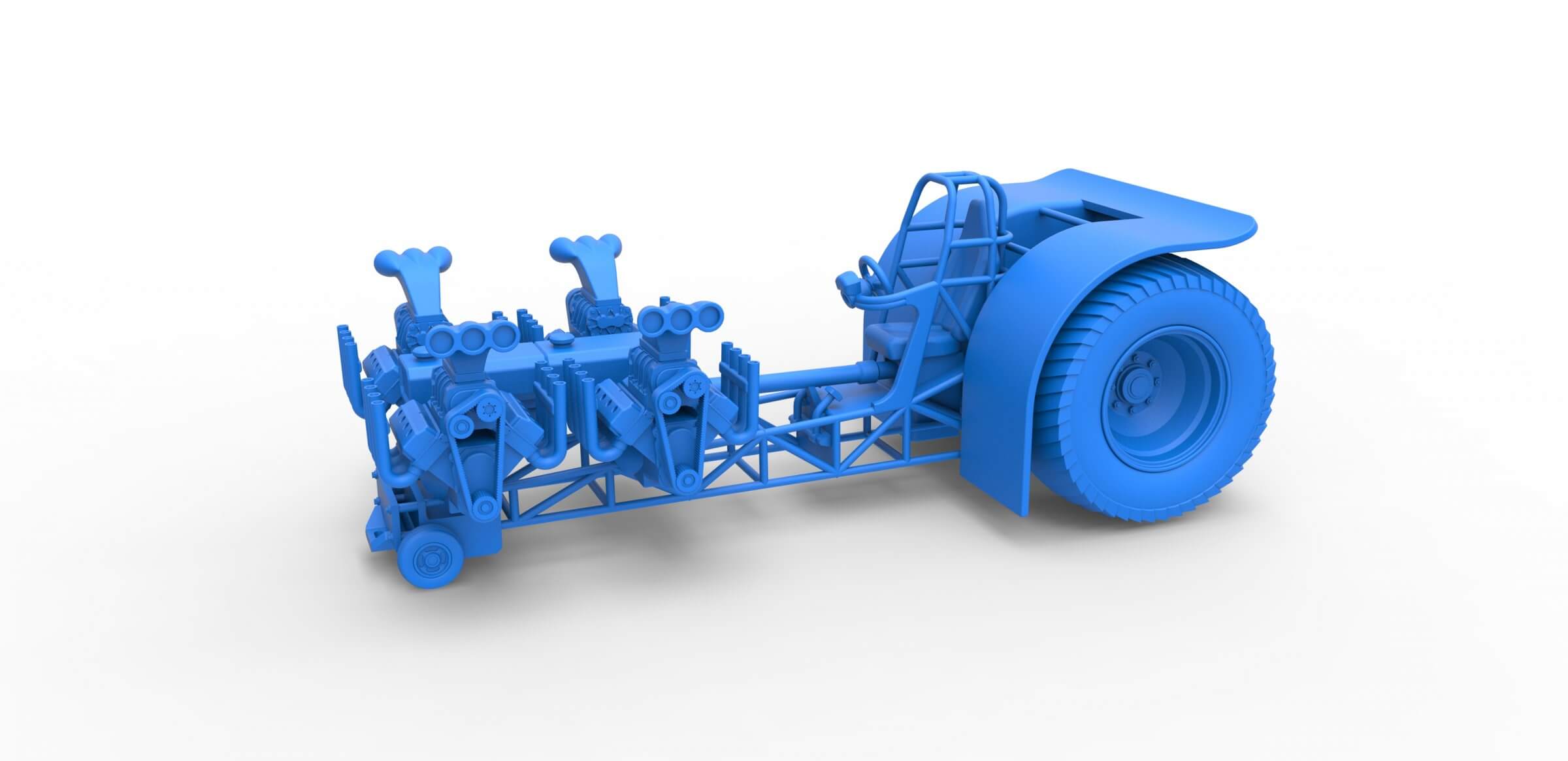Pulling Tractor with Transverse V8 Engines 1:25 - 3D Model by TechItemsRock
