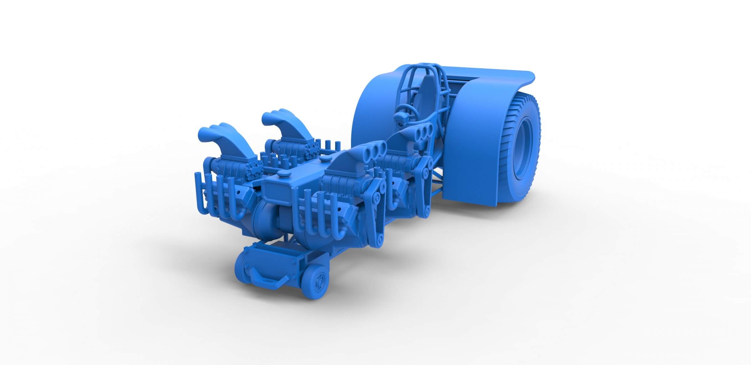 Pulling Tractor with Transverse V8 Engines 1:25 - 3D Model by TechItemsRock