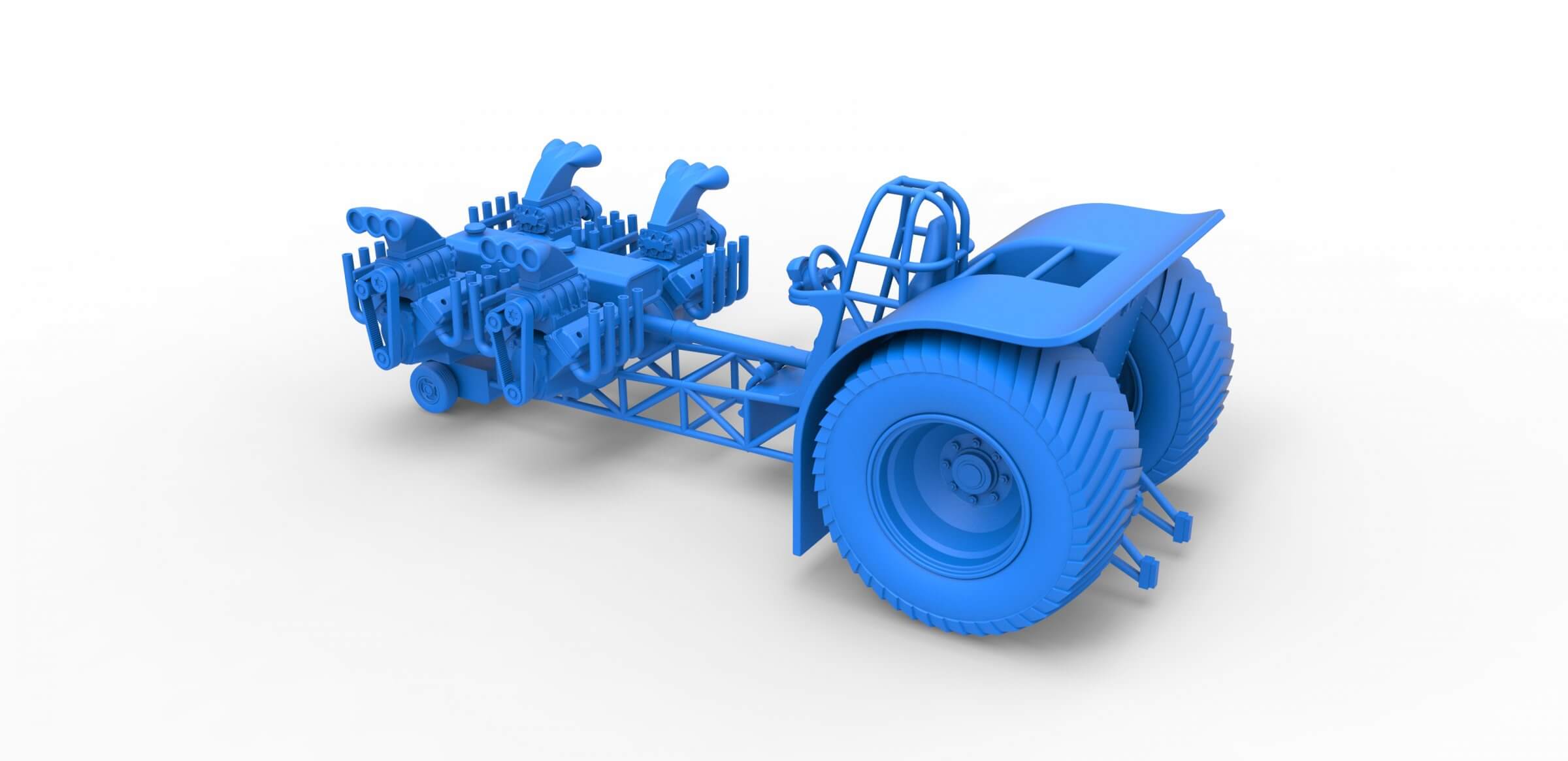 Pulling Tractor with Transverse V8 Engines 1:25 - 3D Model by TechItemsRock