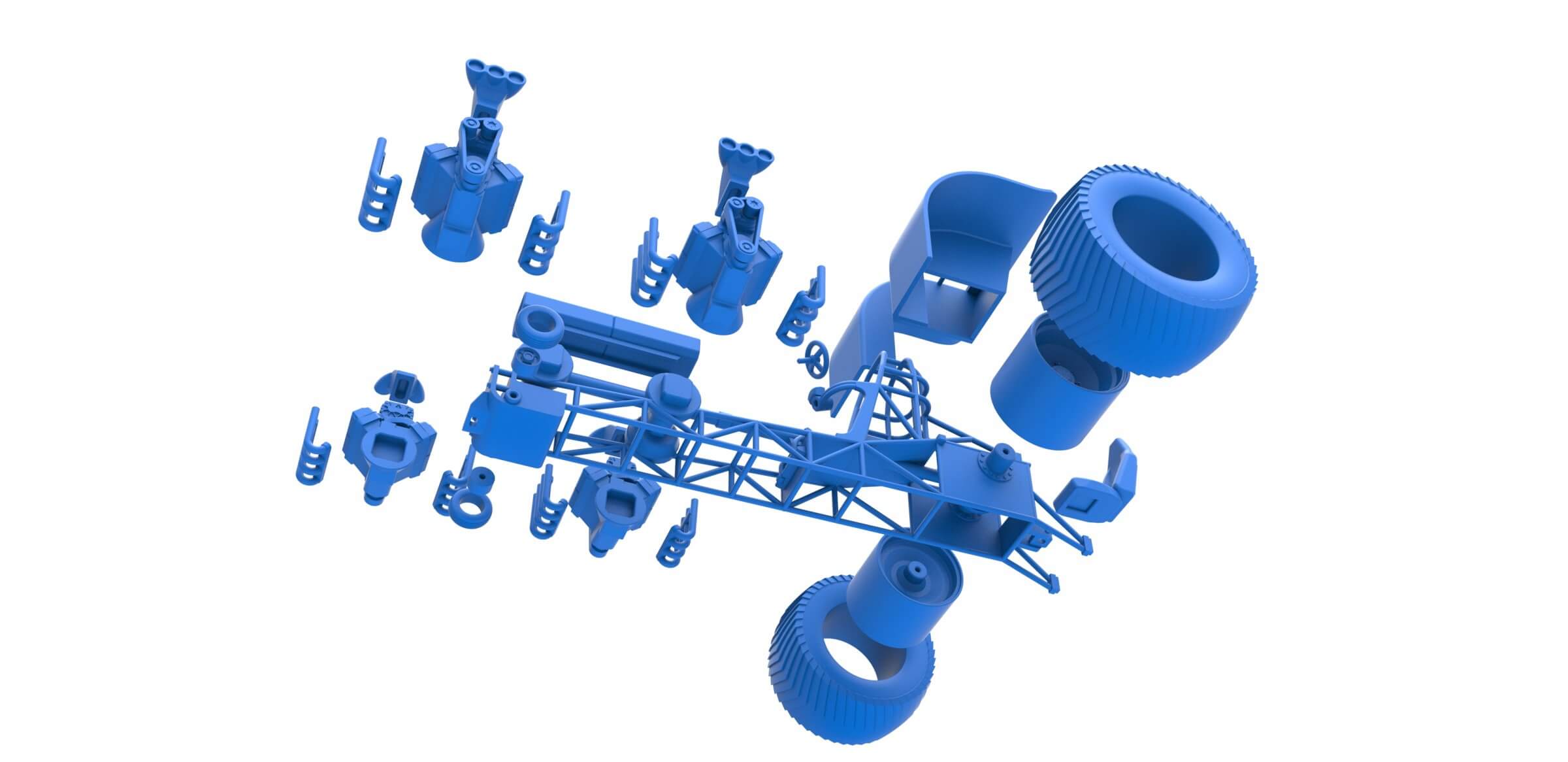 Pulling Tractor with Transverse V8 Engines 1:25 - 3D Model by TechItemsRock