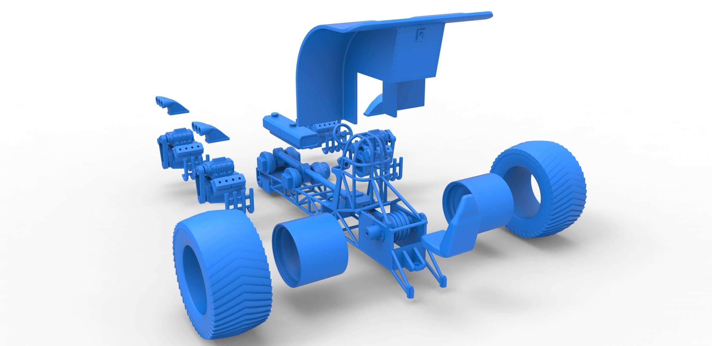 Pulling Tractor with Transverse V8 Engines 1:25 - 3D Model by TechItemsRock