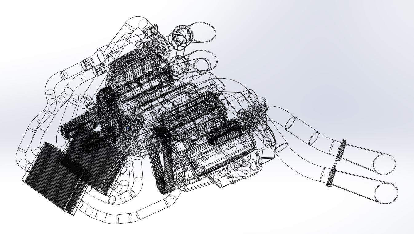 Double V8 Engine - 3D Model by TechItemsRock