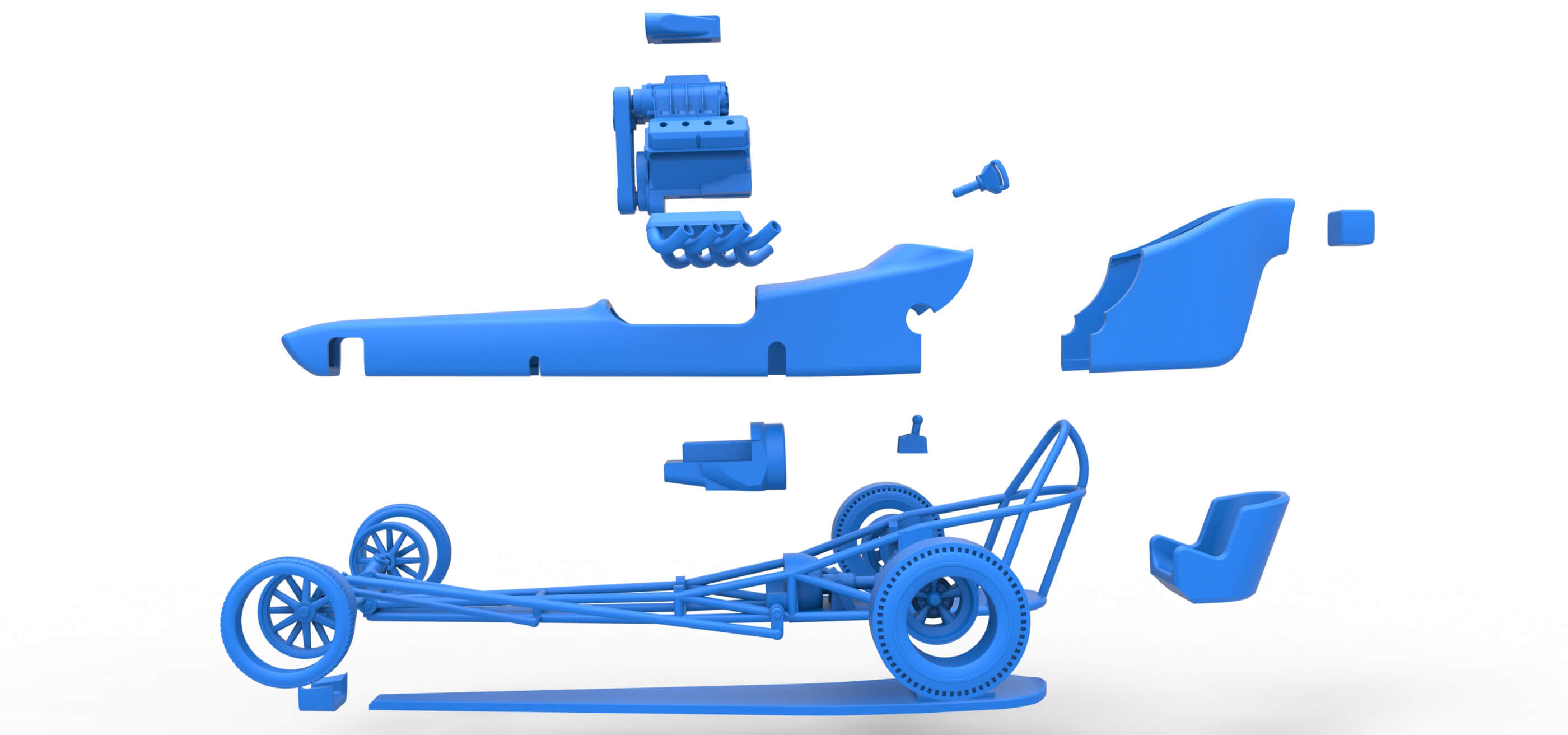 Front Engine Dragster V8 1:25 - 3D Model by TechItemsRock