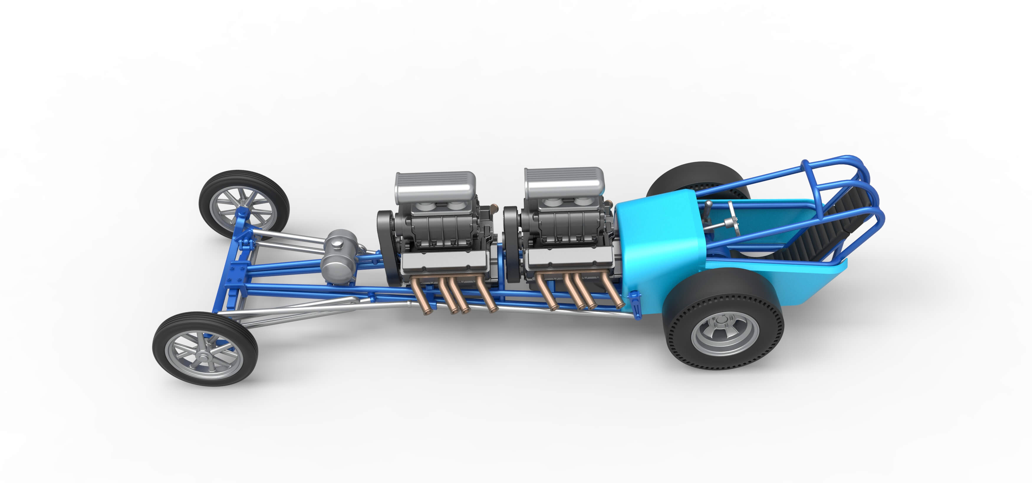 Front Engine Old School Dragster With 2 V8 Version 2 1:25 - 3D Model by ...