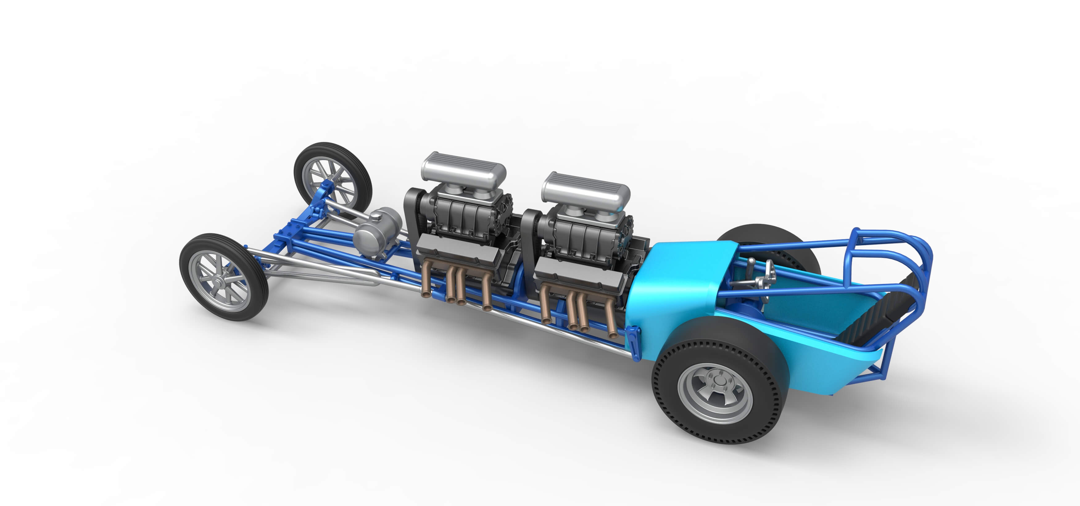 Front Engine Old School Dragster With 2 V8 Version 2 1:25 - 3D Model by ...