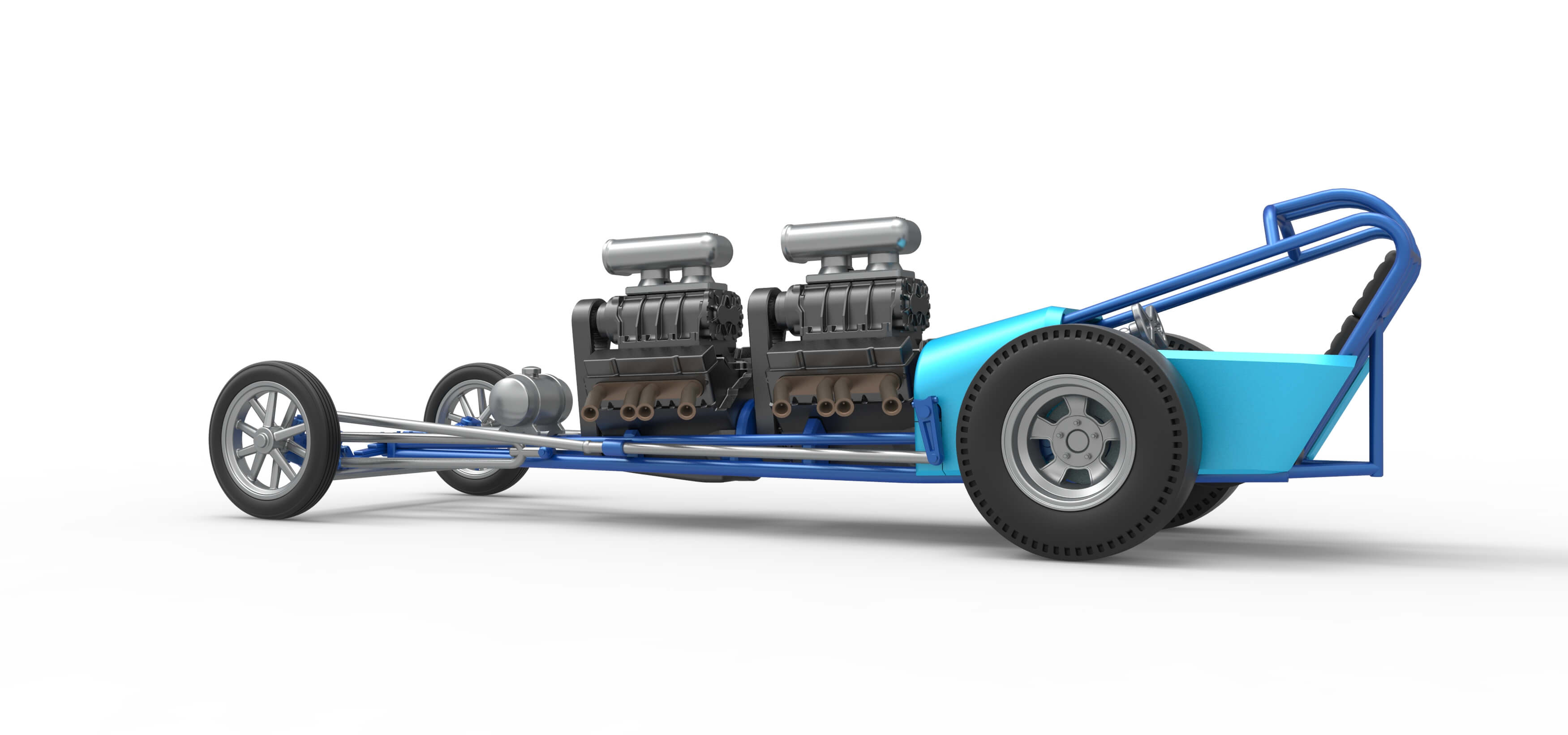 Front Engine Old School Dragster With 2 V8 Version 2 1:25 - 3D Model by ...