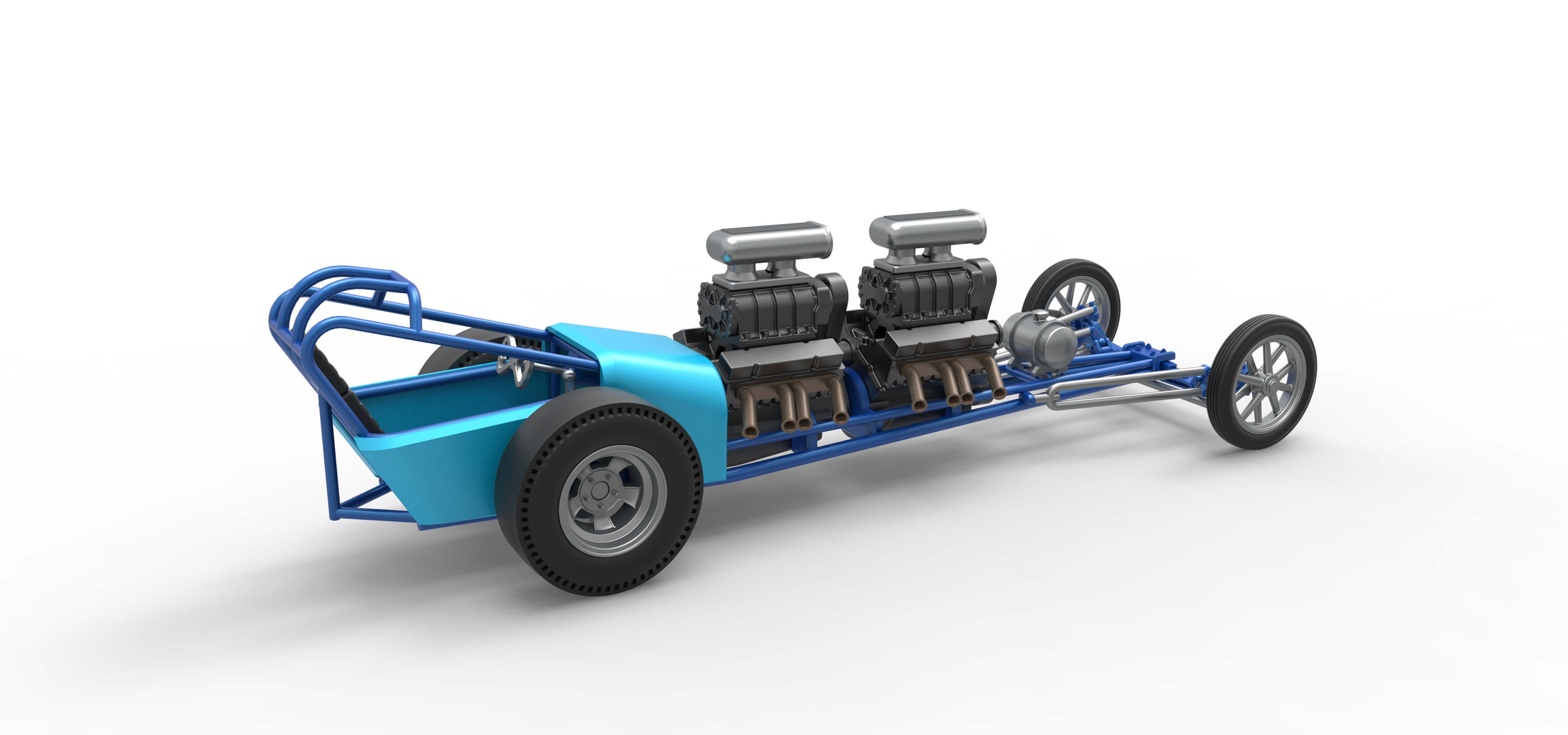 Front Engine Old School Dragster With 2 V8 Version 2 1:25 - 3D Model by ...