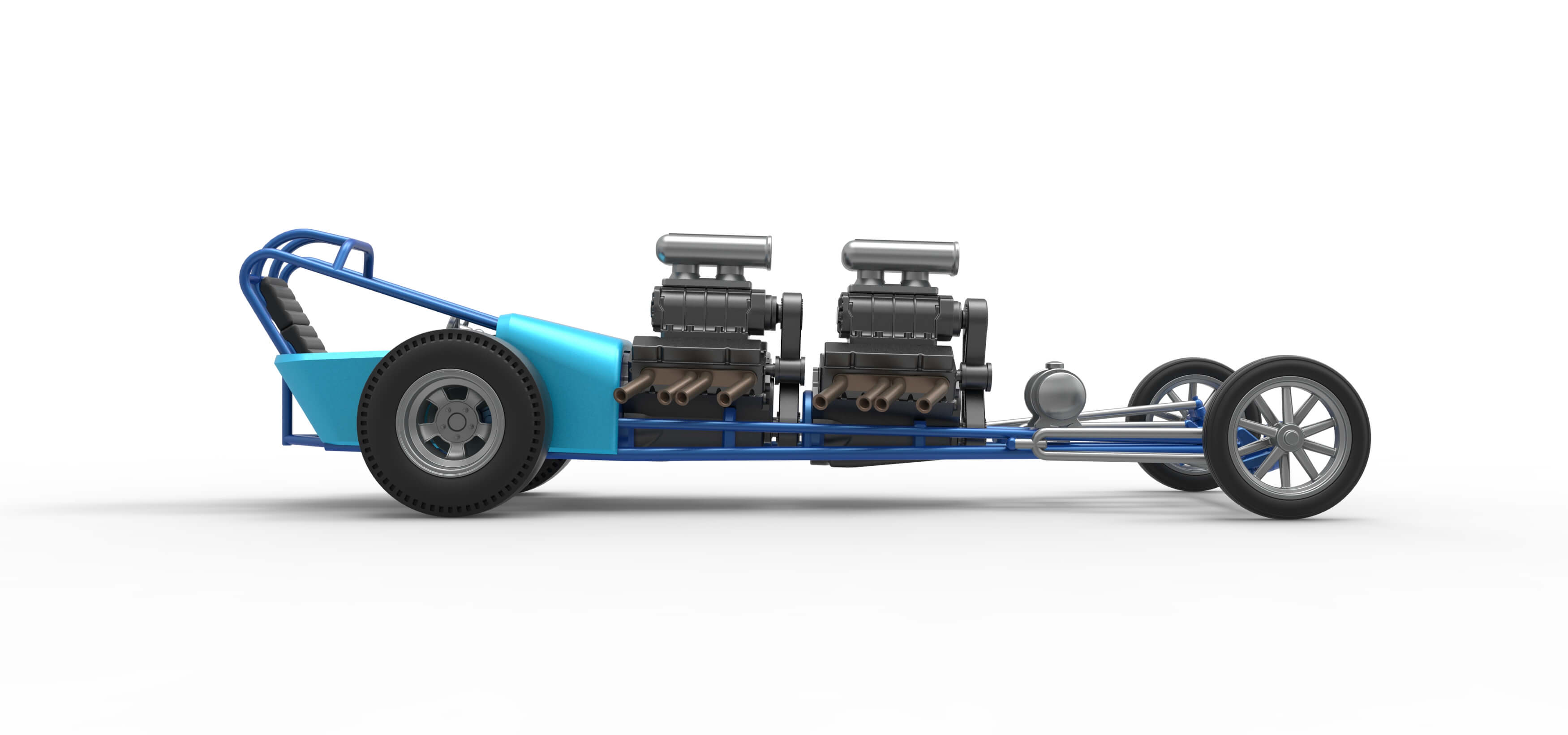 Front Engine Old School Dragster With 2 V8 Version 2 1:25 - 3D Model by ...