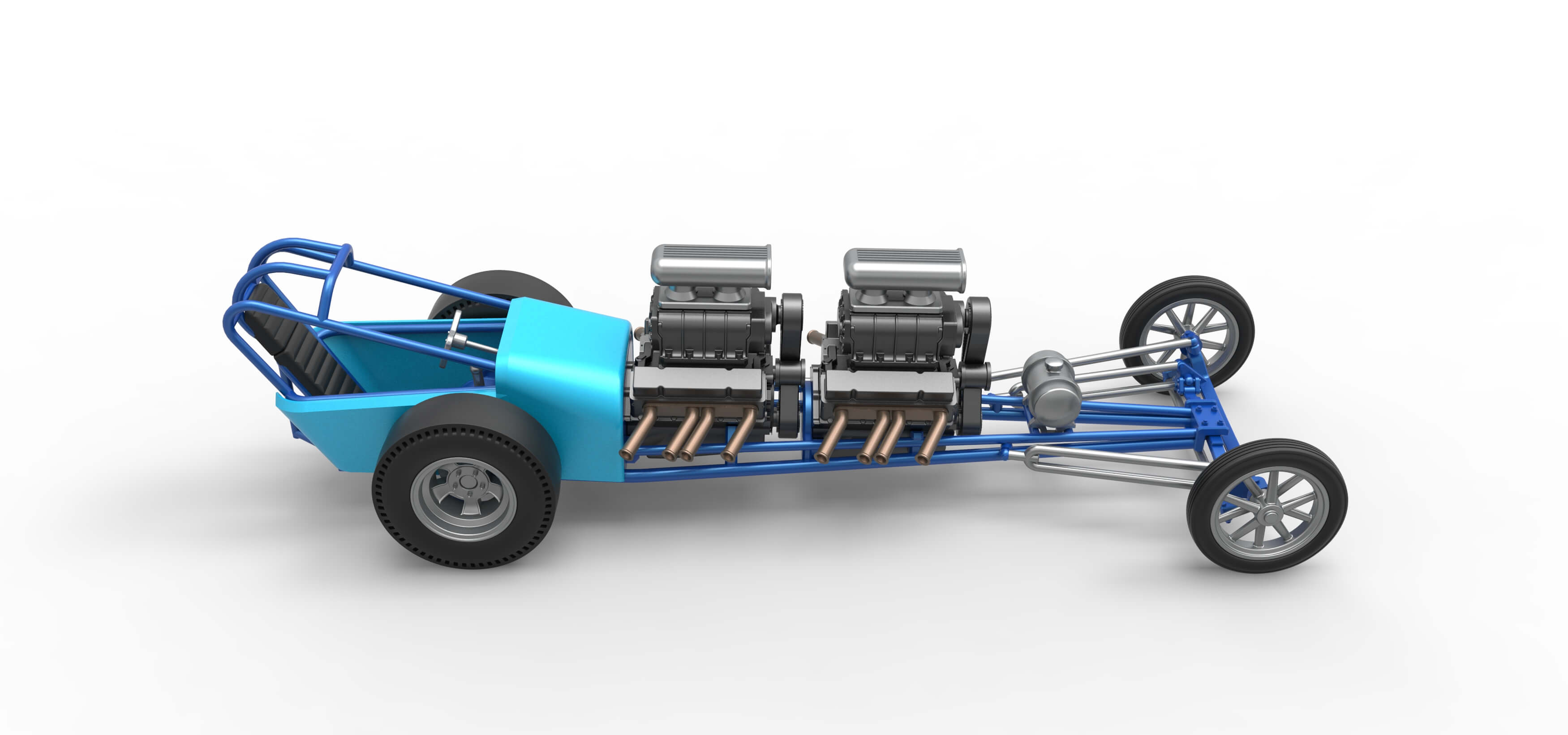 Front Engine Old School Dragster With 2 V8 Version 2 1:25 - 3D Model by ...