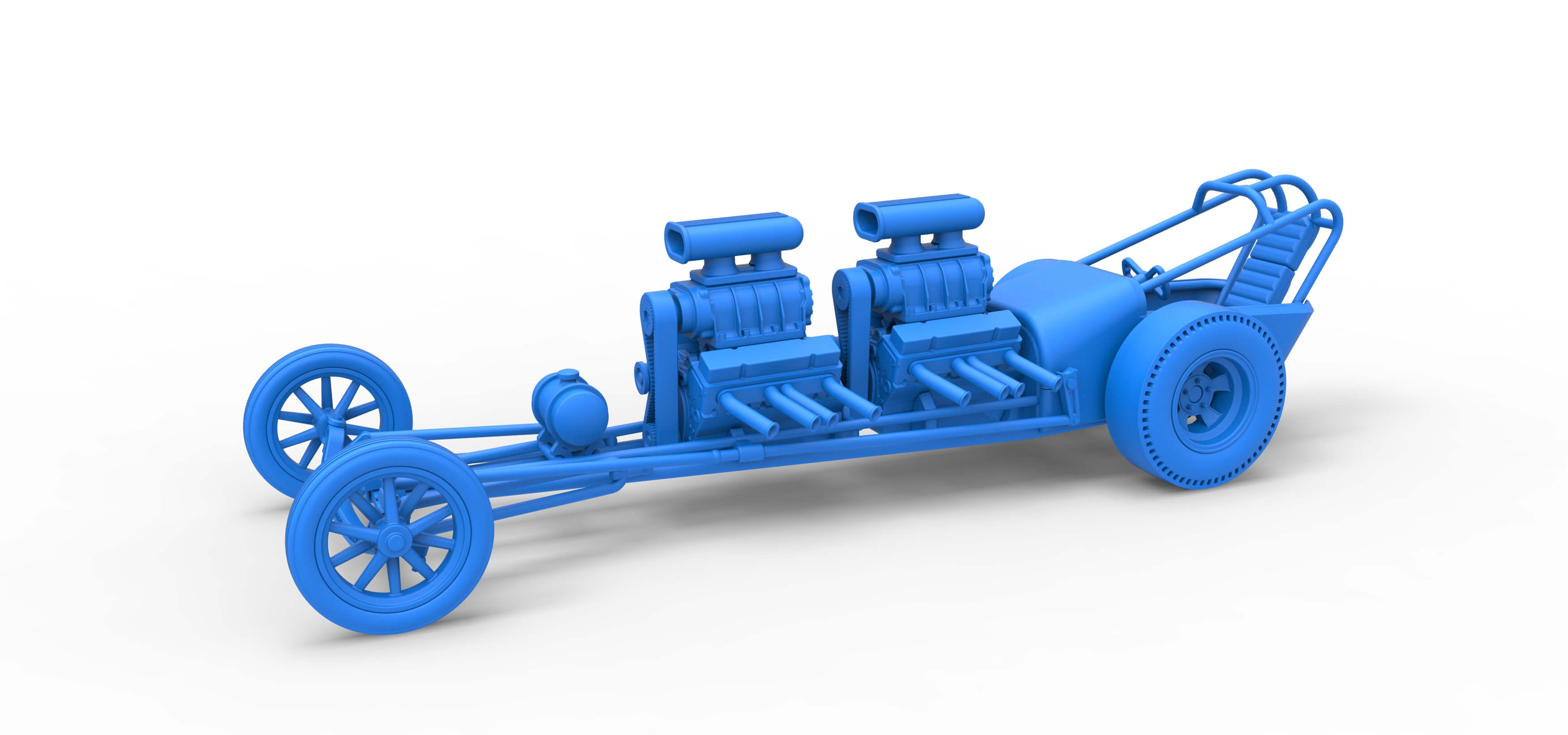 Front Engine Old School Dragster With 2 V8 Version 2 1:25 - 3D Model by ...