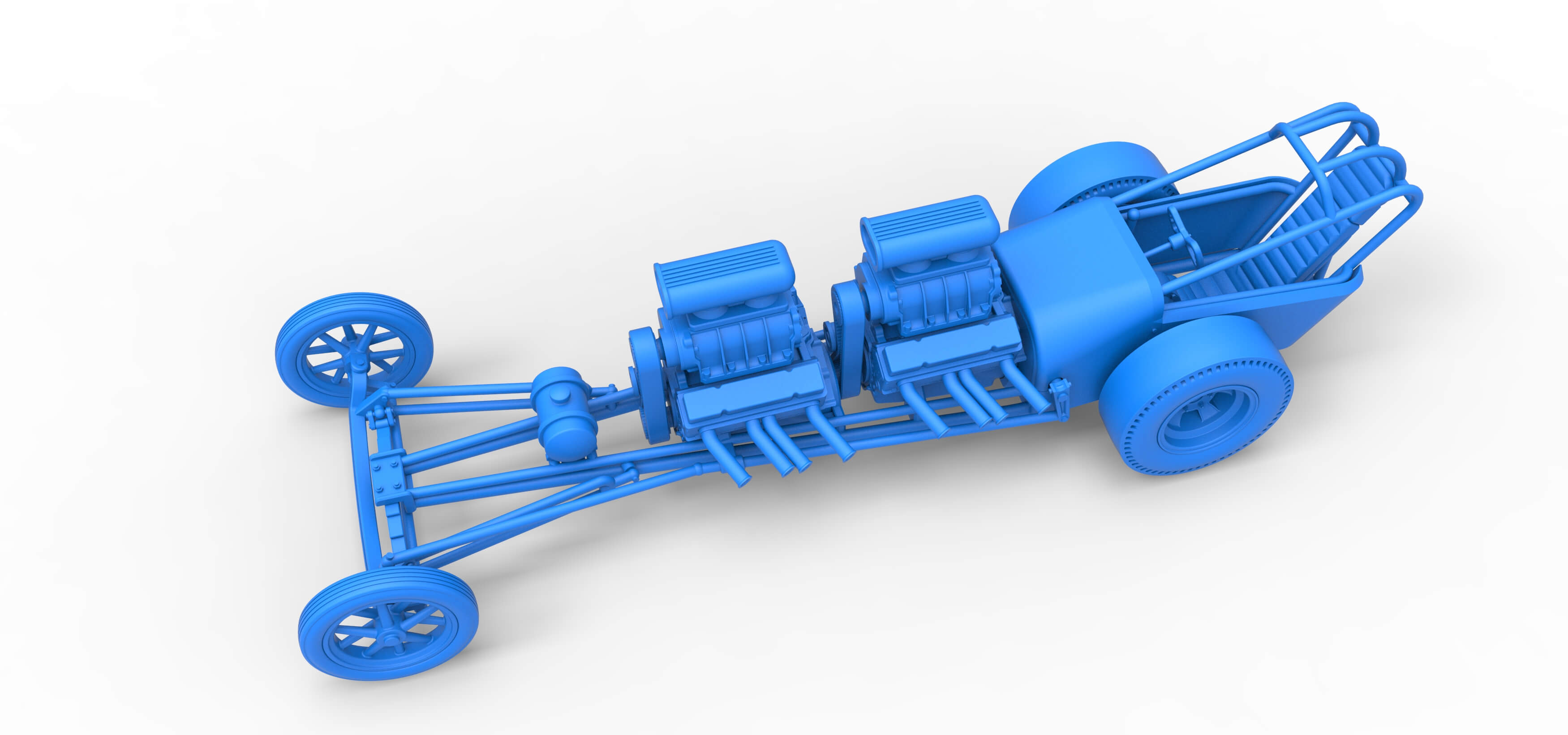 Front Engine Old School Dragster With 2 V8 Version 2 1:25 - 3D Model by ...